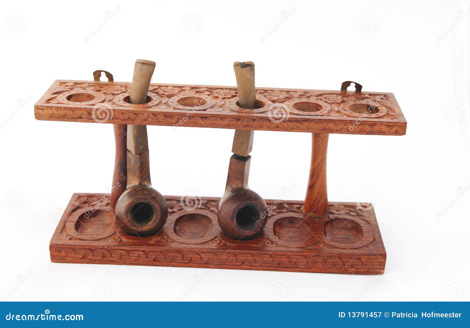Old Carved Wooden Pipe Stand with Pipes Stock Image - Image of ...