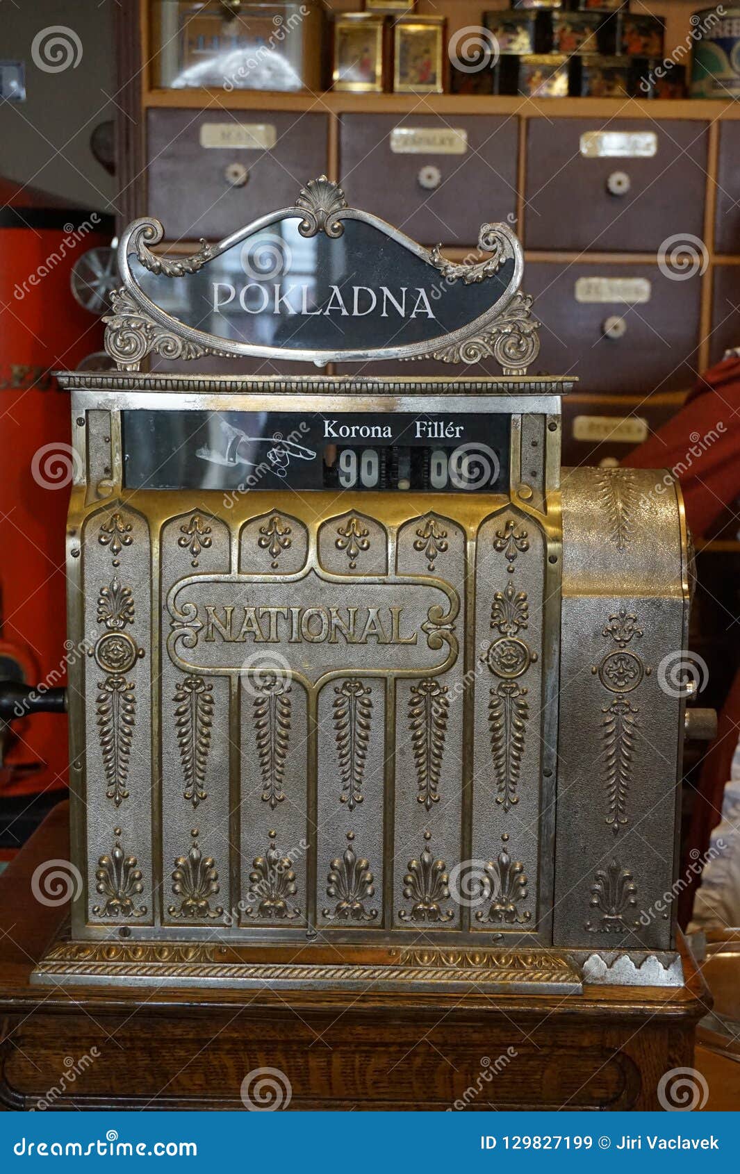 Old cash box machine editorial stock image. Image of business - 129827199