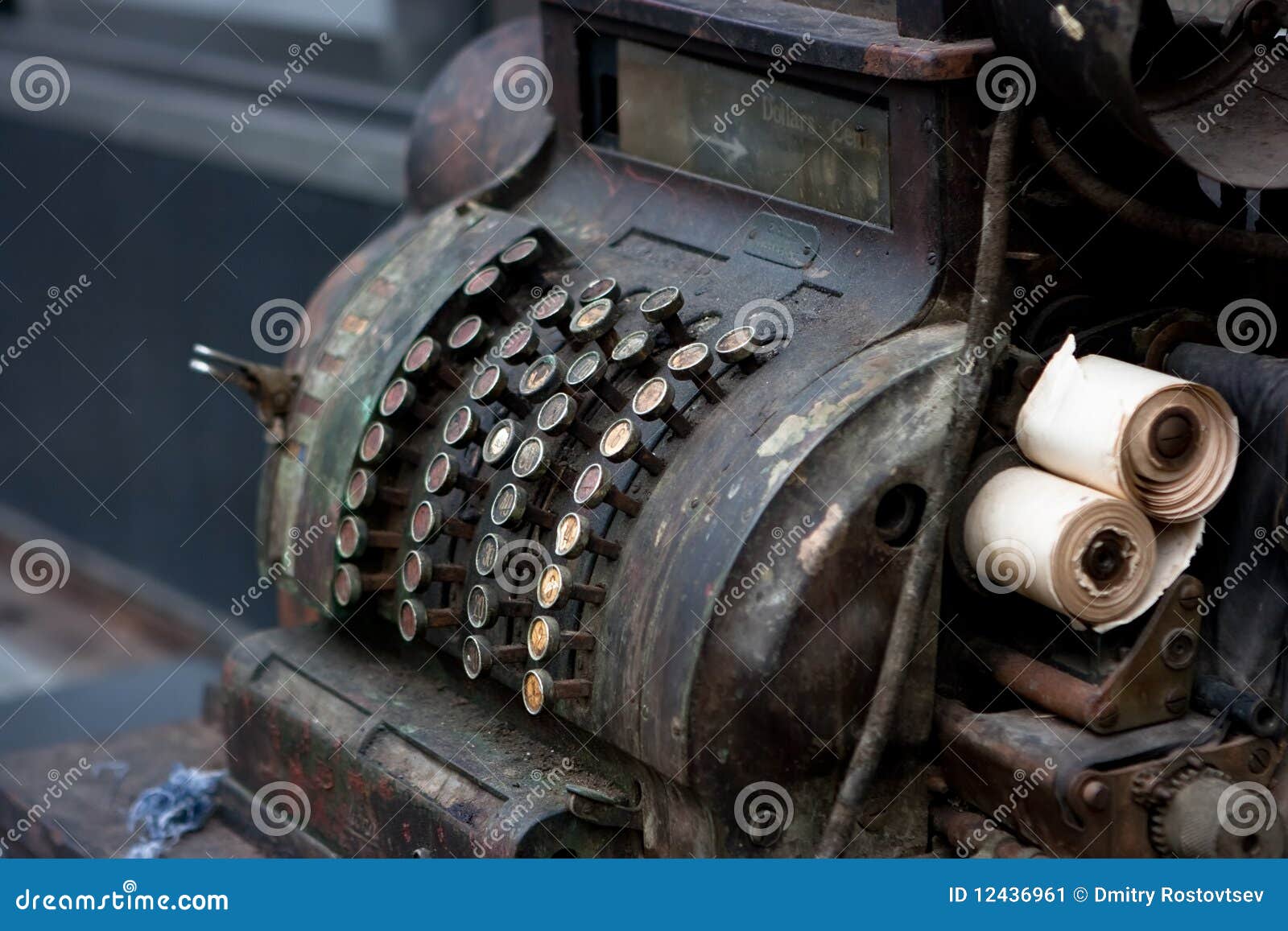 Old cash register machine stock image. Image of buttons - 12436961