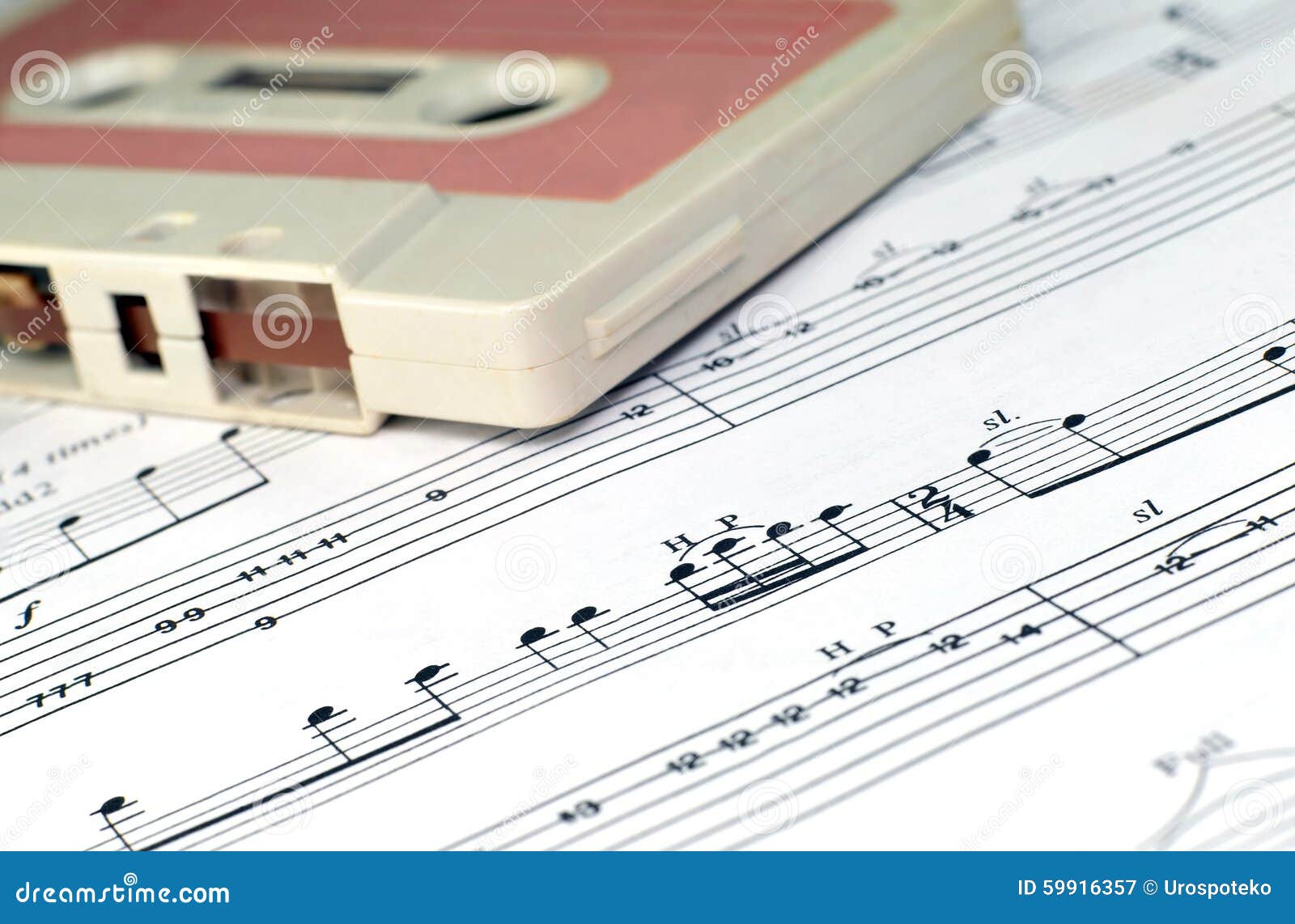 Old Cassette and Music Notes Stock Image - Image of melody, cassette ...