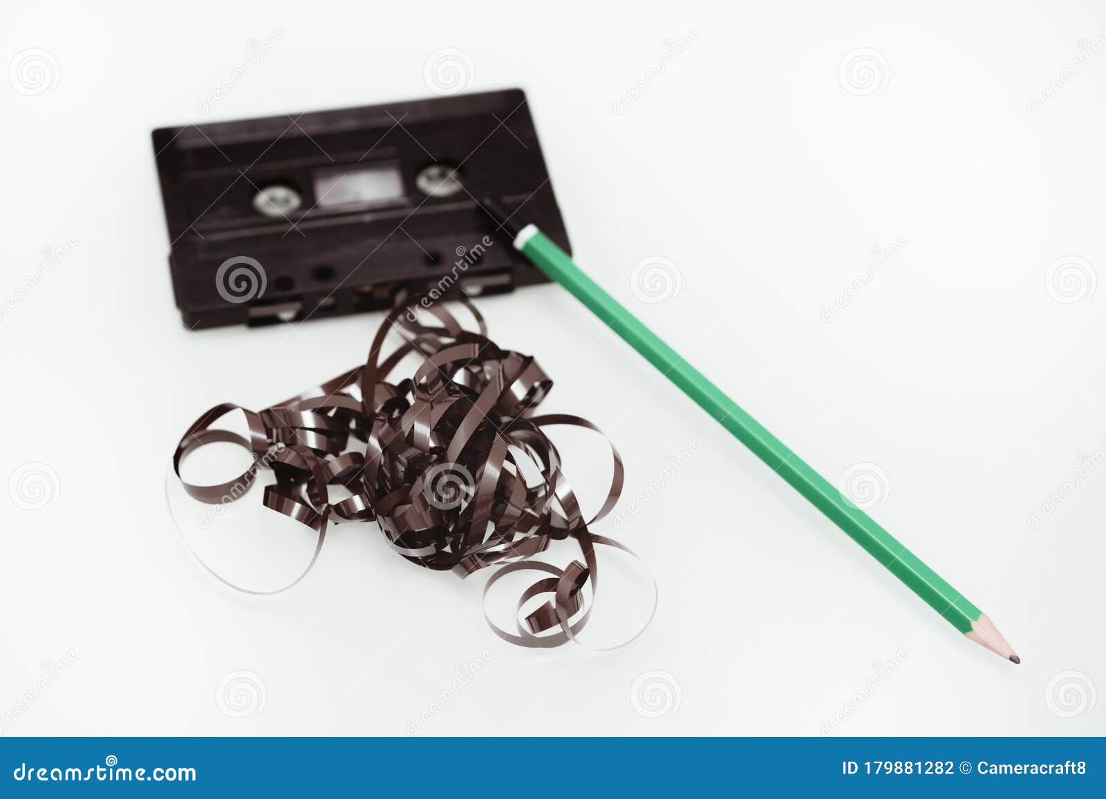 Old Cassette, Vintage Audio Tape Pencil and Note. Remembering Old ...