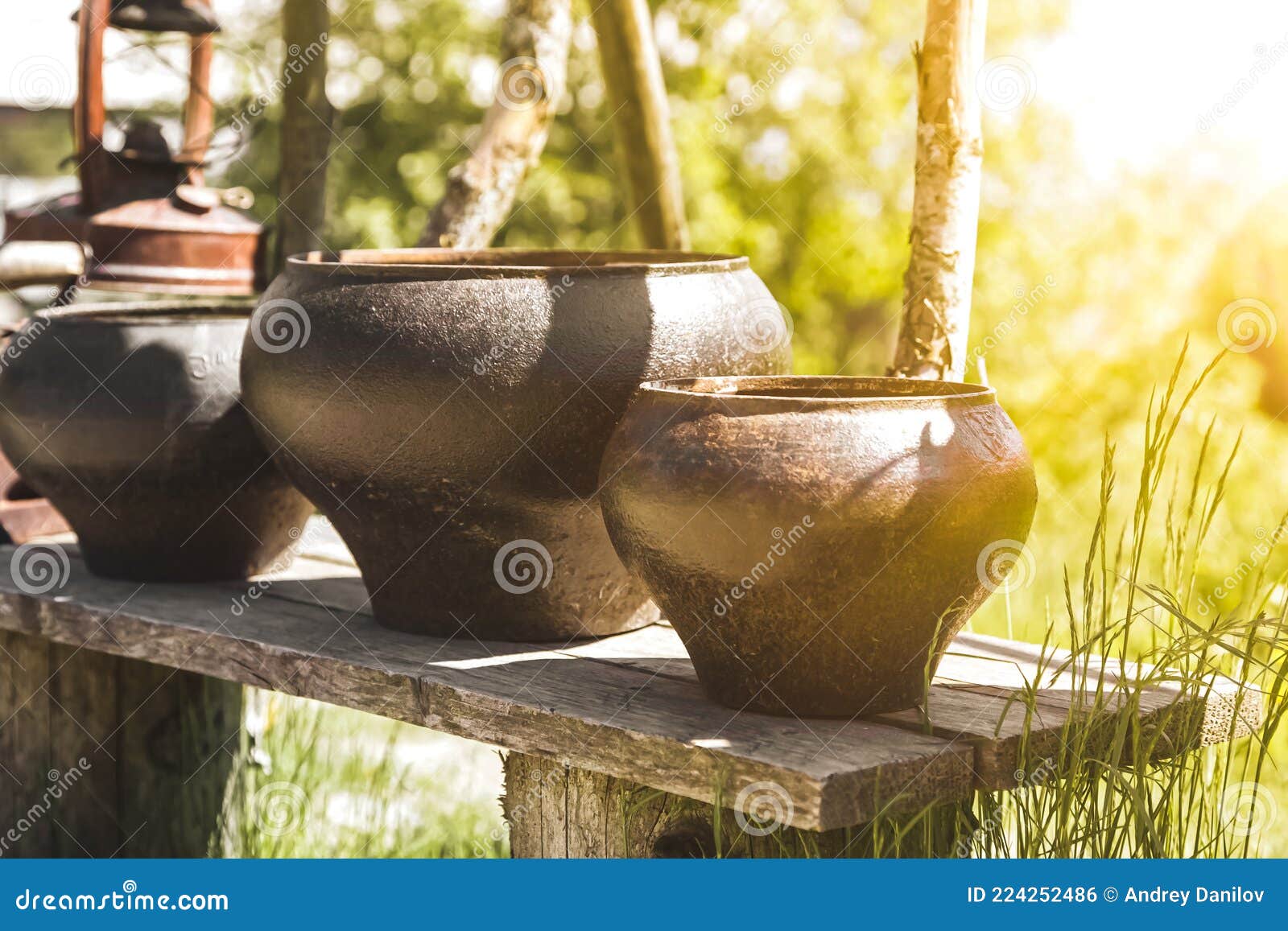 Old Cast Iron Pots of Different Sizes for Cooking in the Oven Stock ...