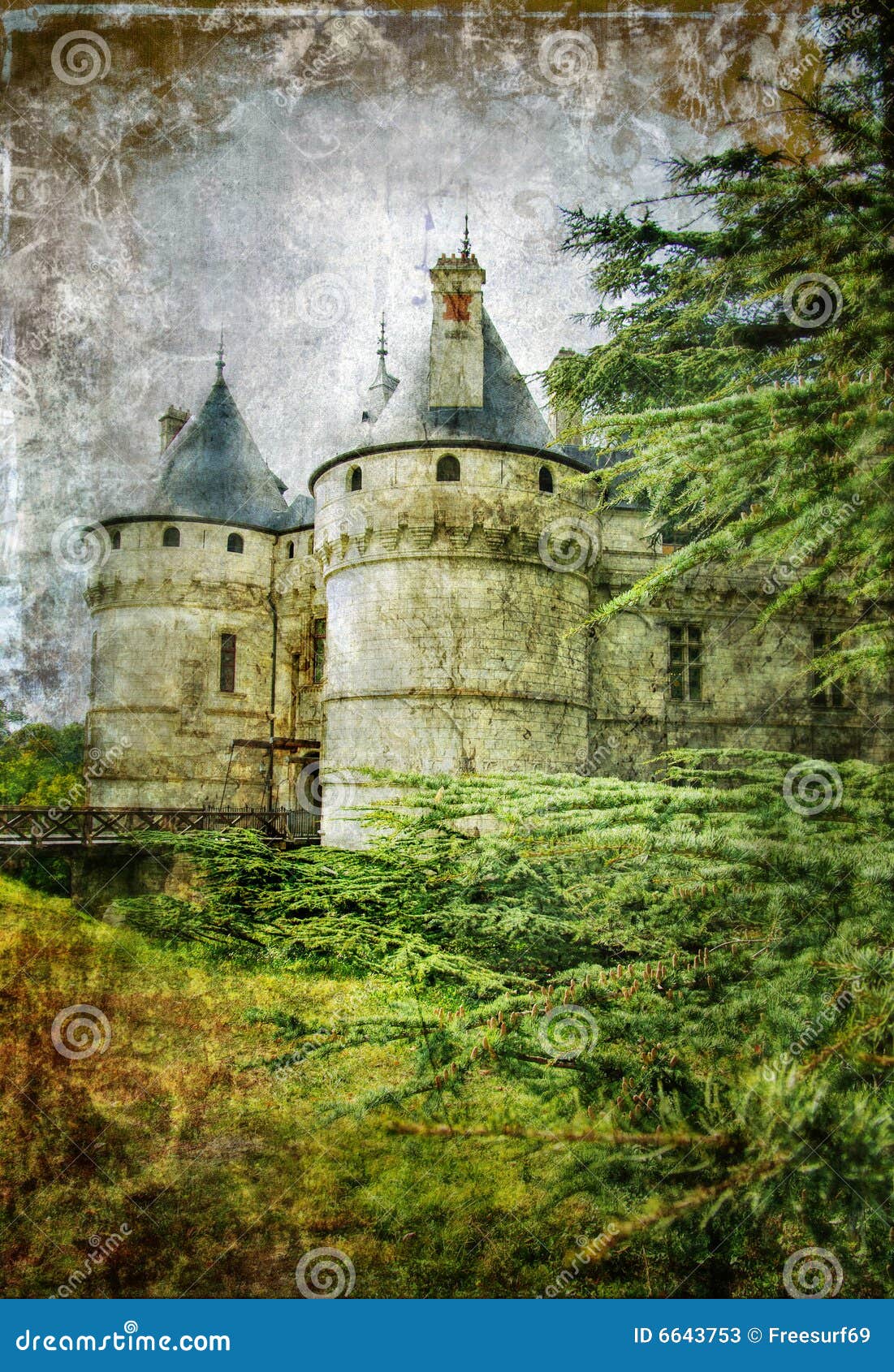 Castle Behind Spider Webs Vector Illustration | CartoonDealer.com #16778698