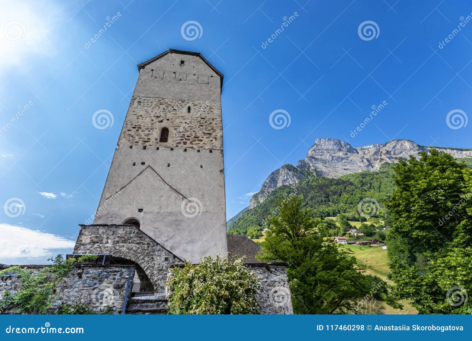 Old Castle in Mountains. Alps Stock Photo - Image of castle, clouds ...