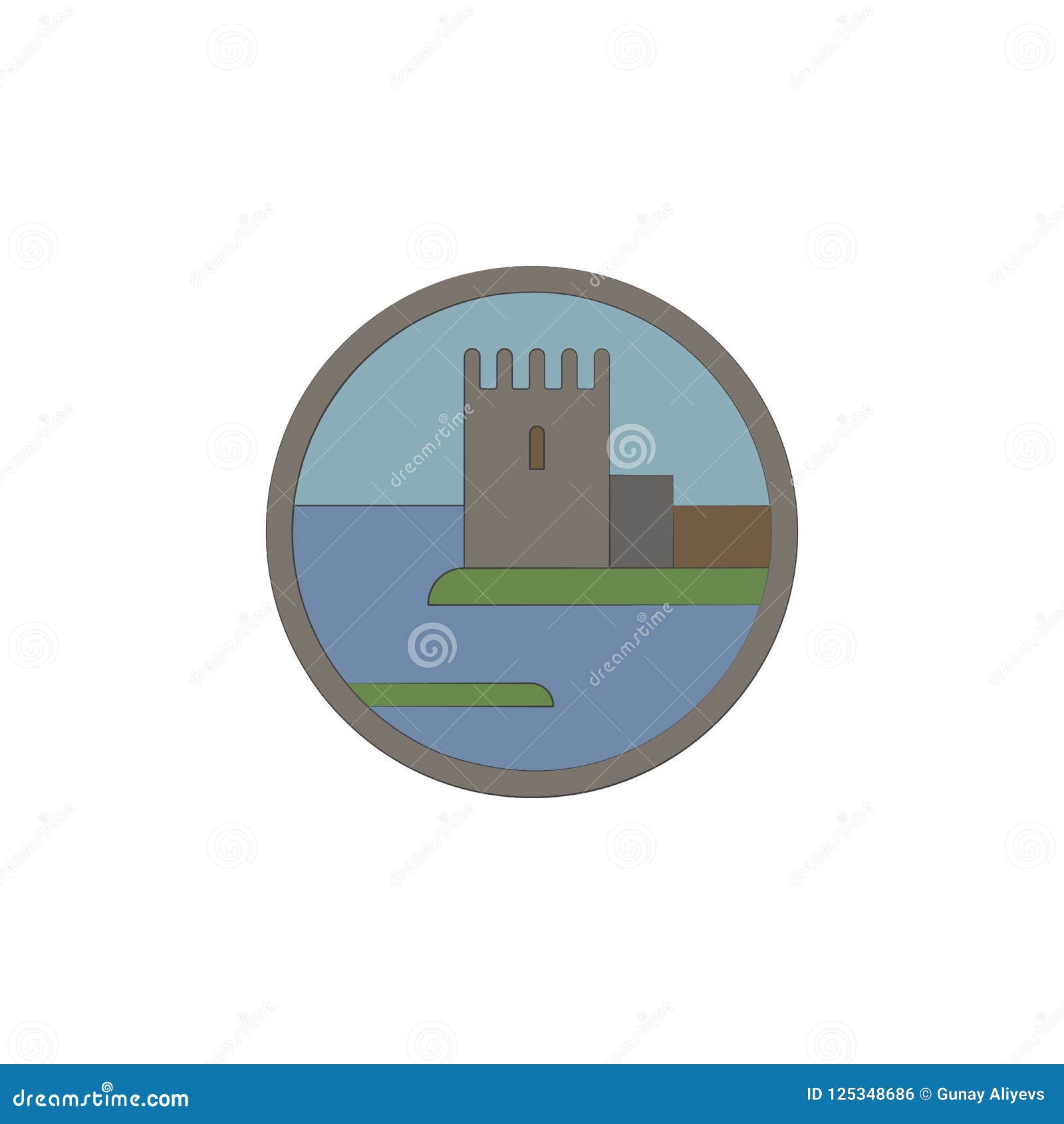 Old Castle Colored in Circle Icon. Element of Colored Landscape in ...