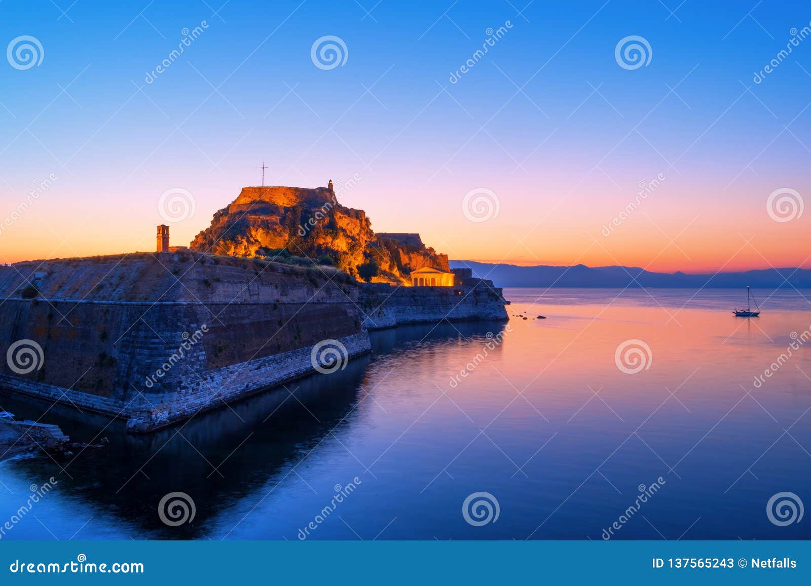 The Old Castle of Corfu Island Stock Image - Image of corfu, beach ...