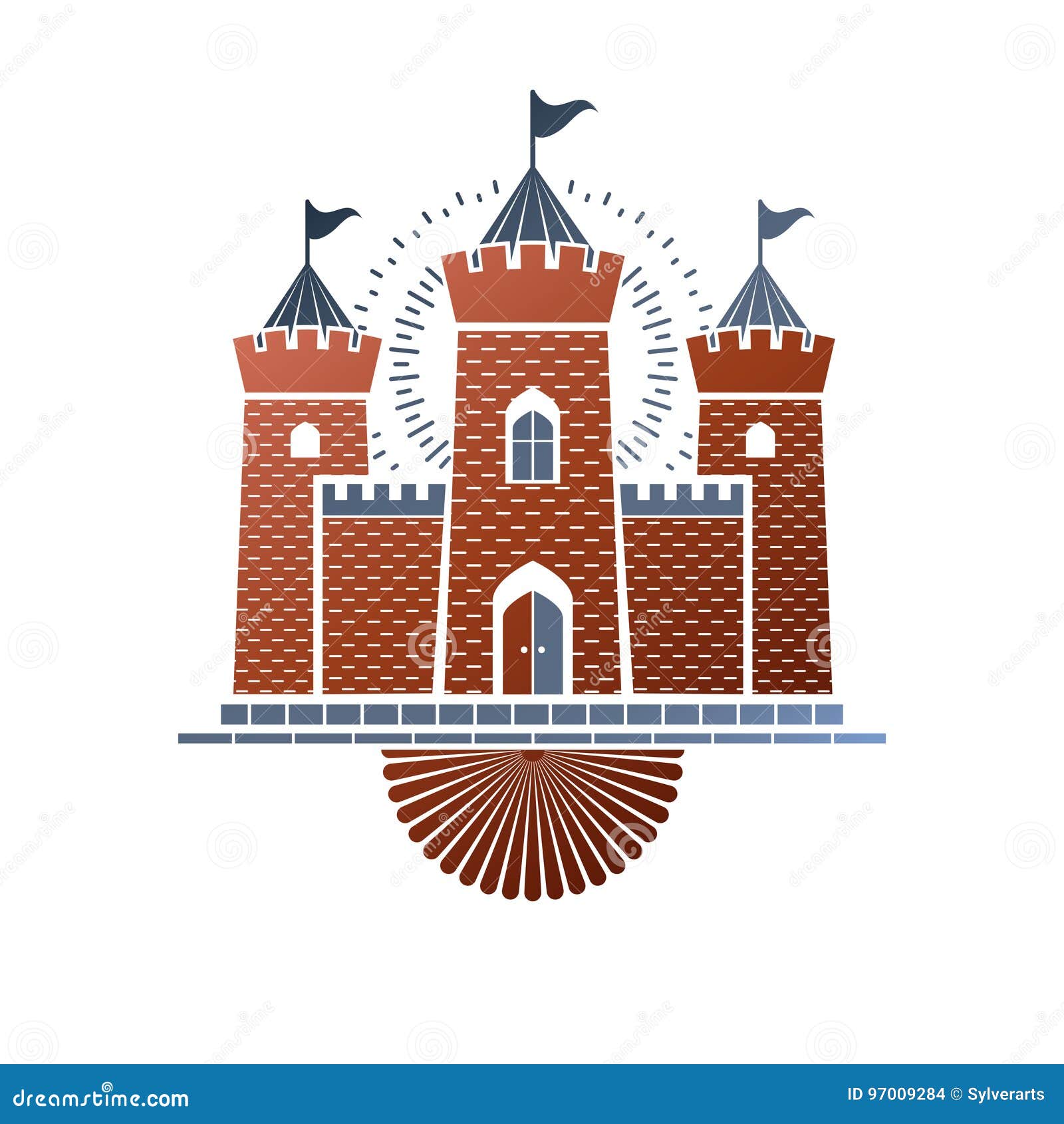 Old Castle Decorative Isolated Vector Illustration. Ancient Cast Stock ...