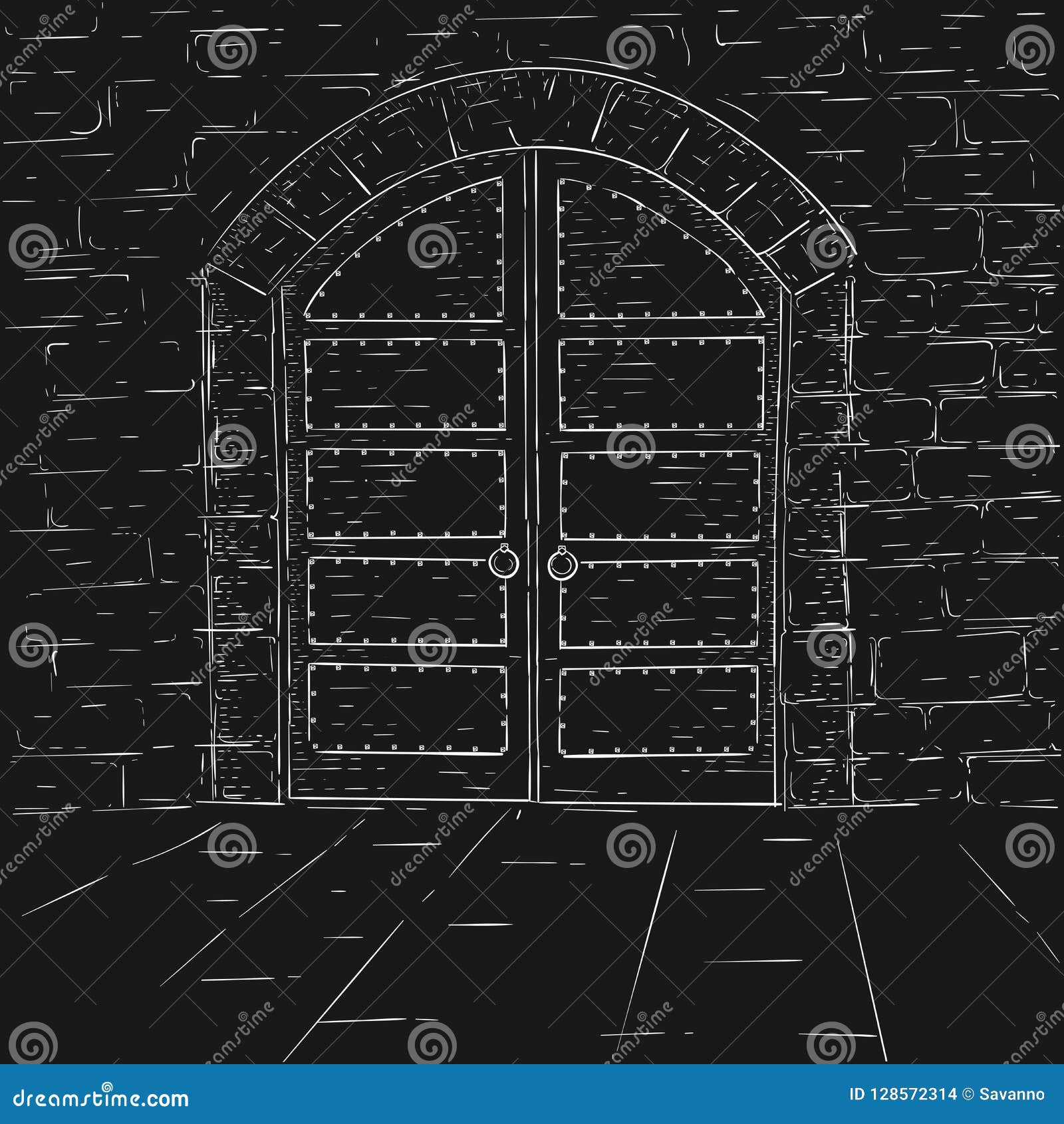 Old Castle Doors. Hand Drawn Sketch Stock Vector - Illustration of ...