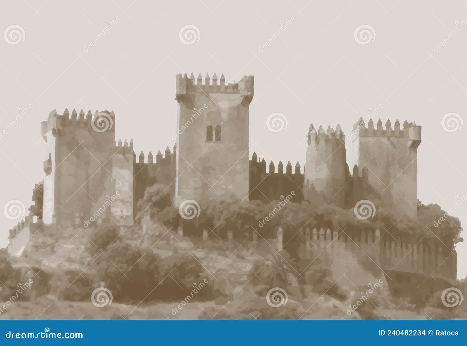 Old castle draw stock vector. Illustration of vintage - 240482234