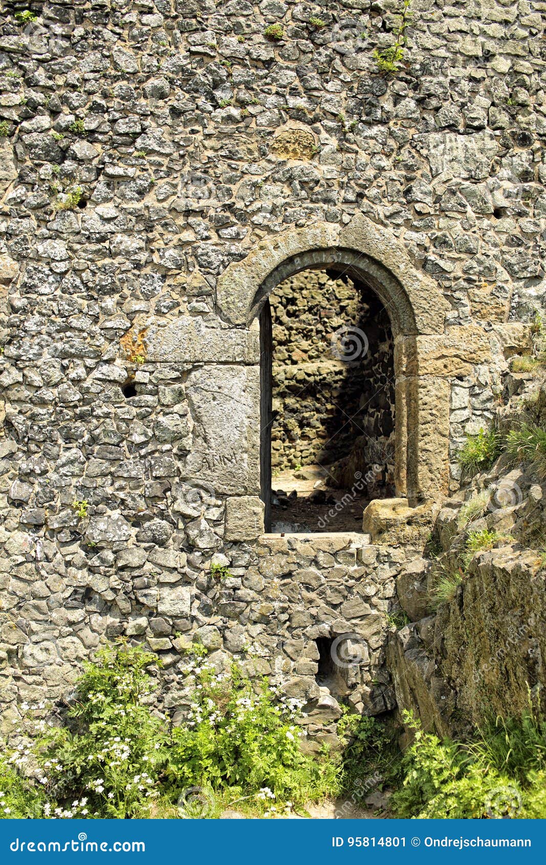 Old Castle Entrance Door in the Wall Stock Image - Image of open ...