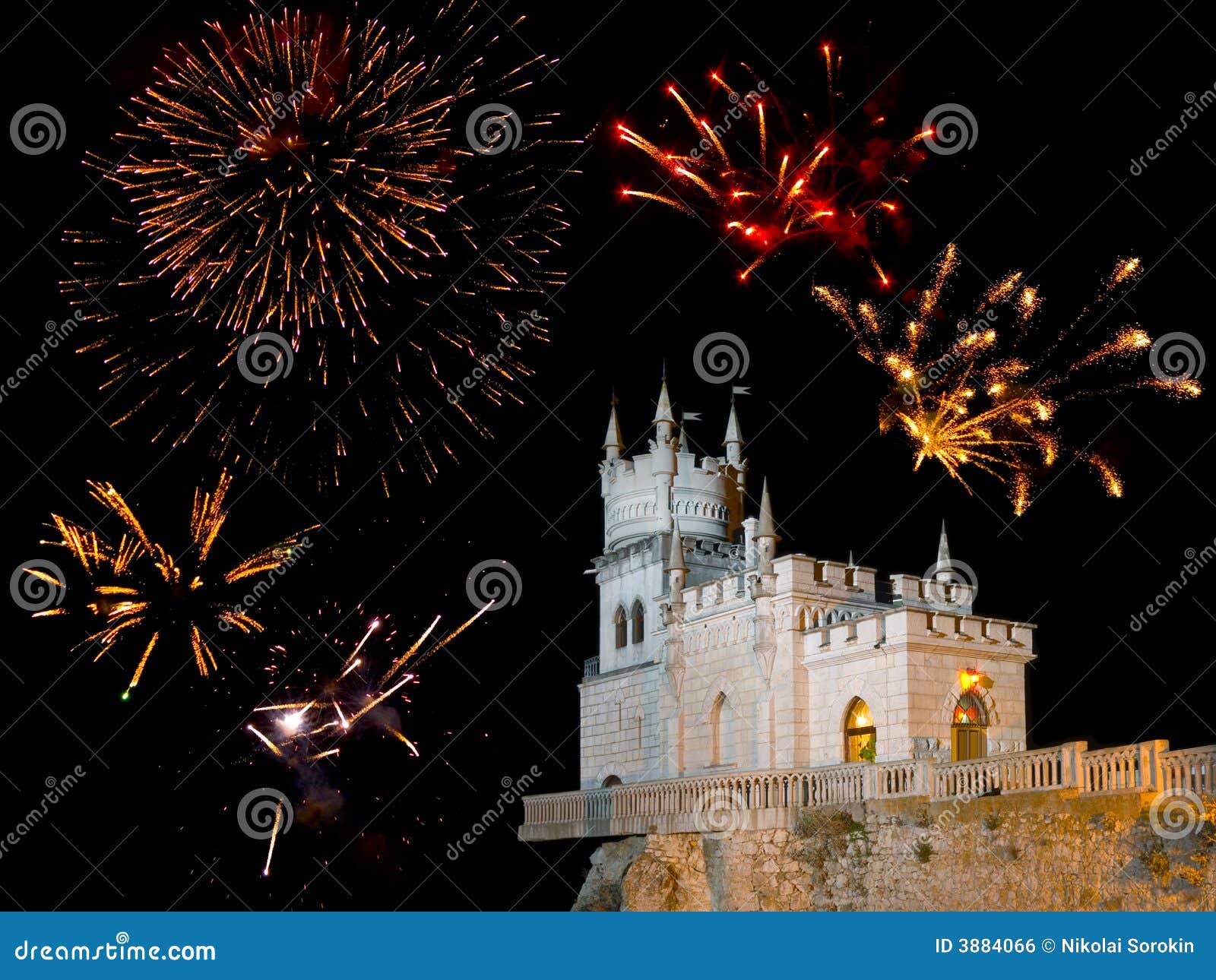 Old castle and fireworks stock photo. Image of landscape - 3884066