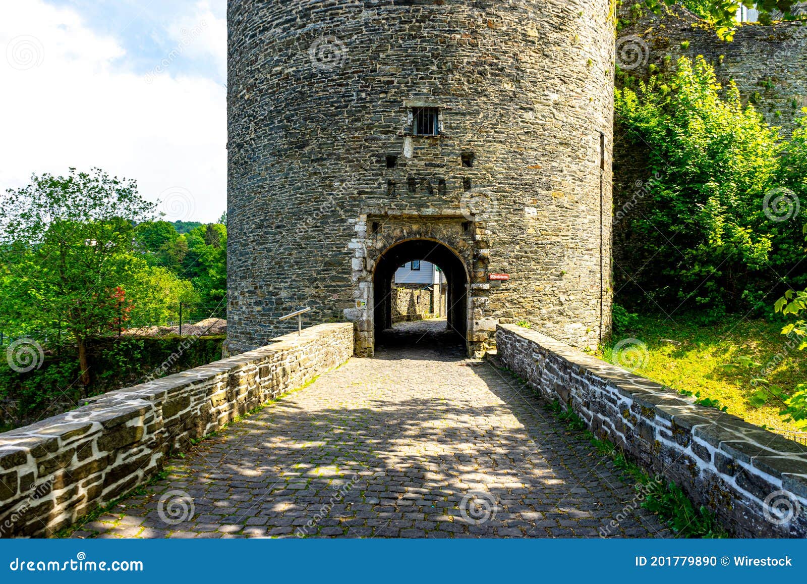 Old Castle in the Historic Town of Monschau, Germany Stock Photo ...