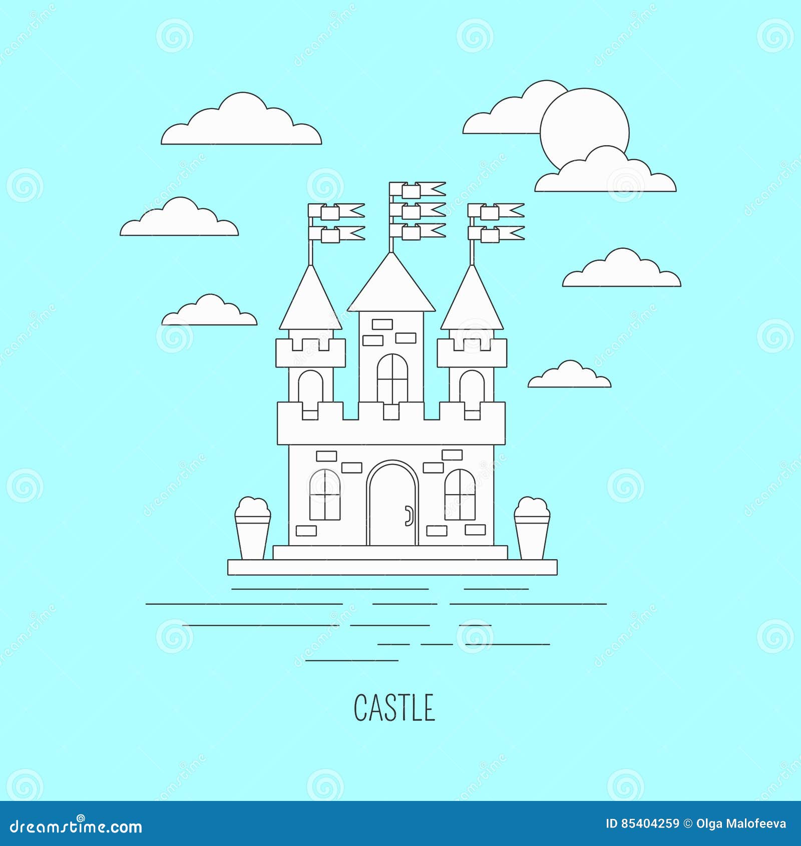 Old castle line vector stock vector. Illustration of history - 85404259