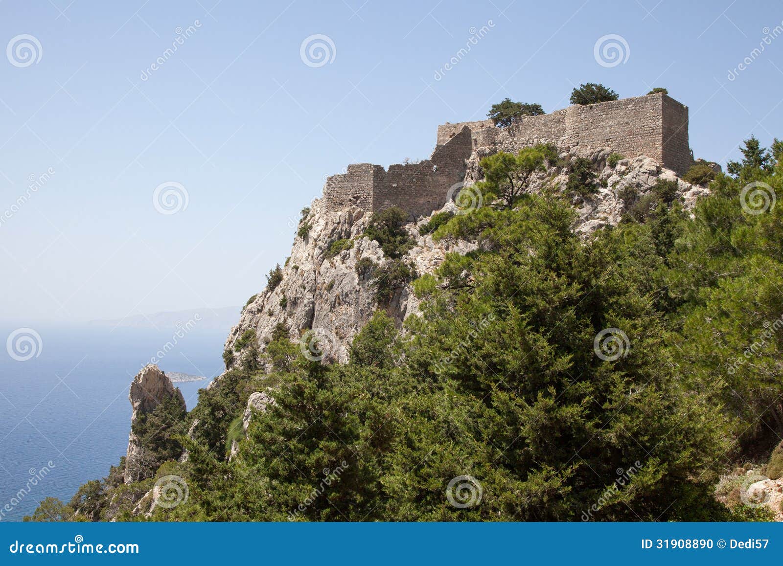 Old Castle of Monolithos, Rhodes Stock Photo - Image of mediterranean ...