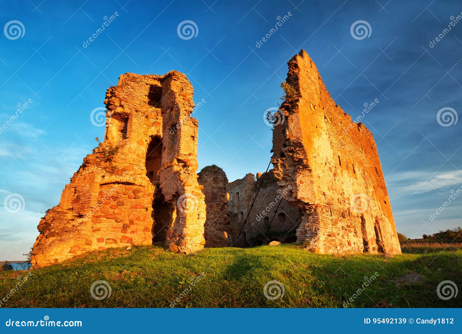 Old Castle Ruins in Sunset Light Stock Image - Image of europe ...