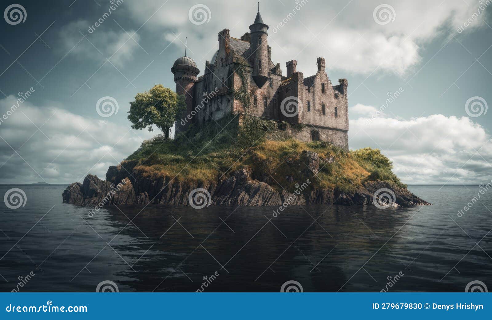 The Old Castle Stood Abandoned on a Small Island Creating Using ...