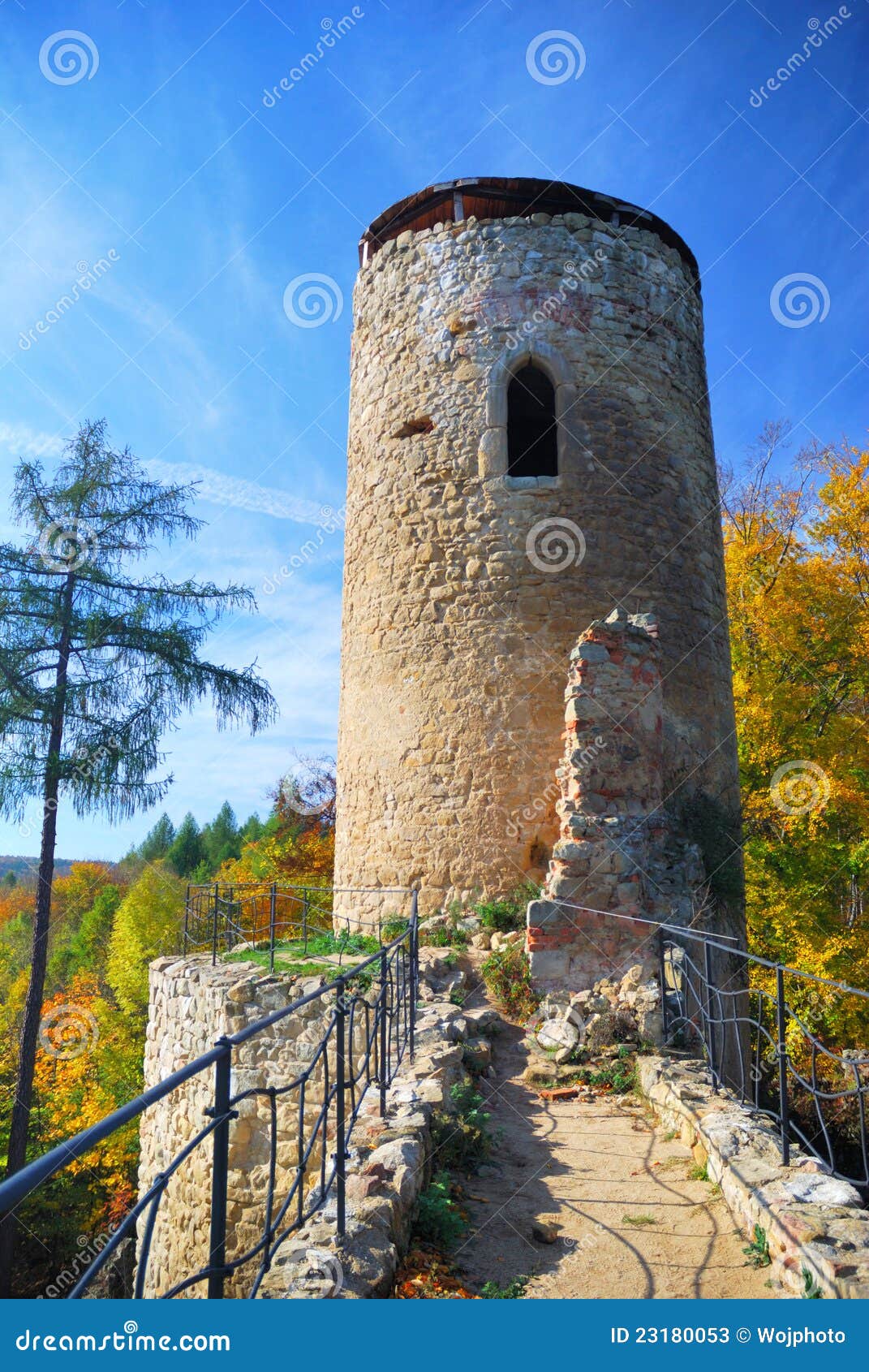 Old Castle Tower in Autumn stock image. Image of autumn - 23180053