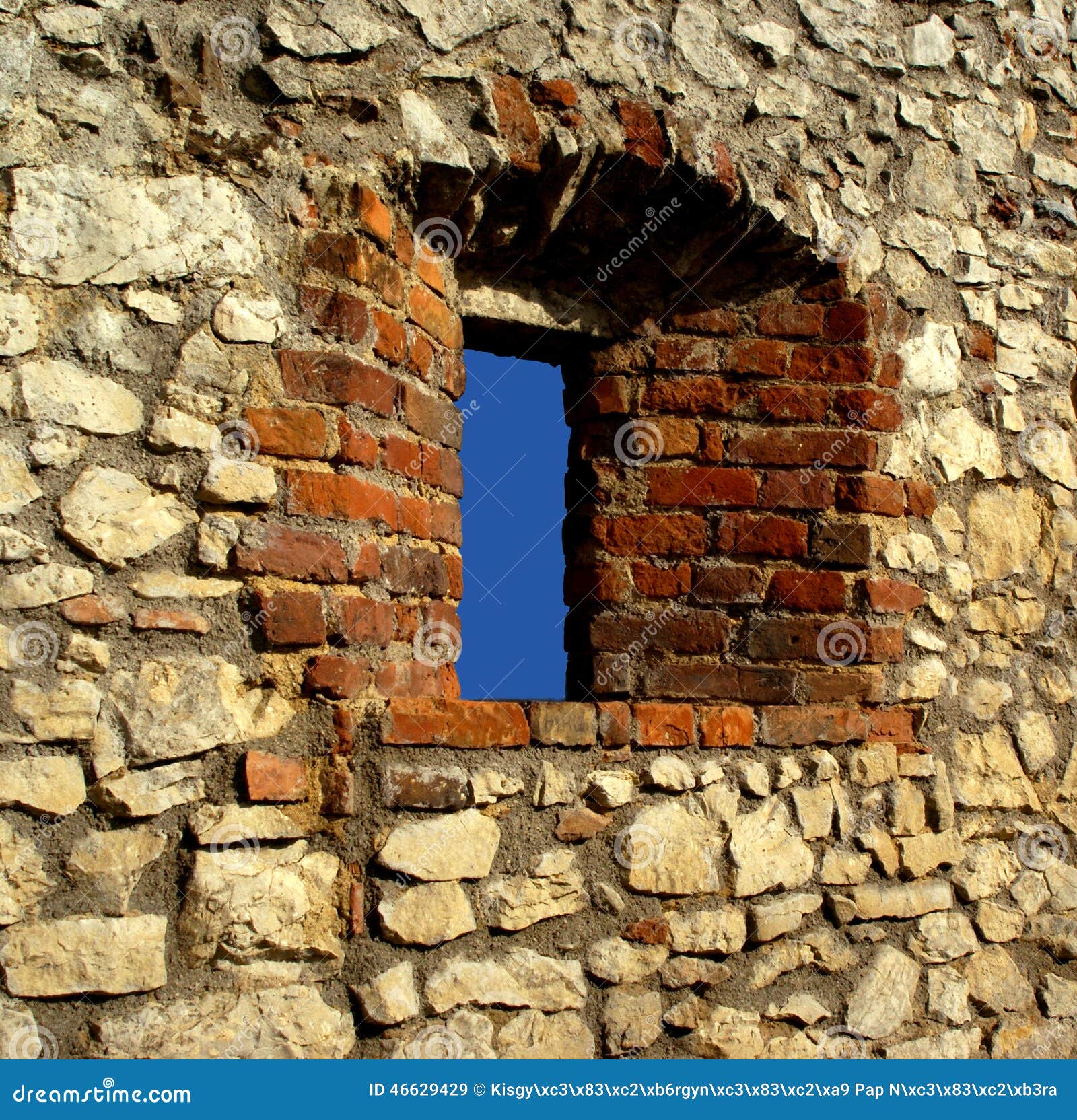 Old Castle Wall with Sight Window Stock Image - Image of castle ...