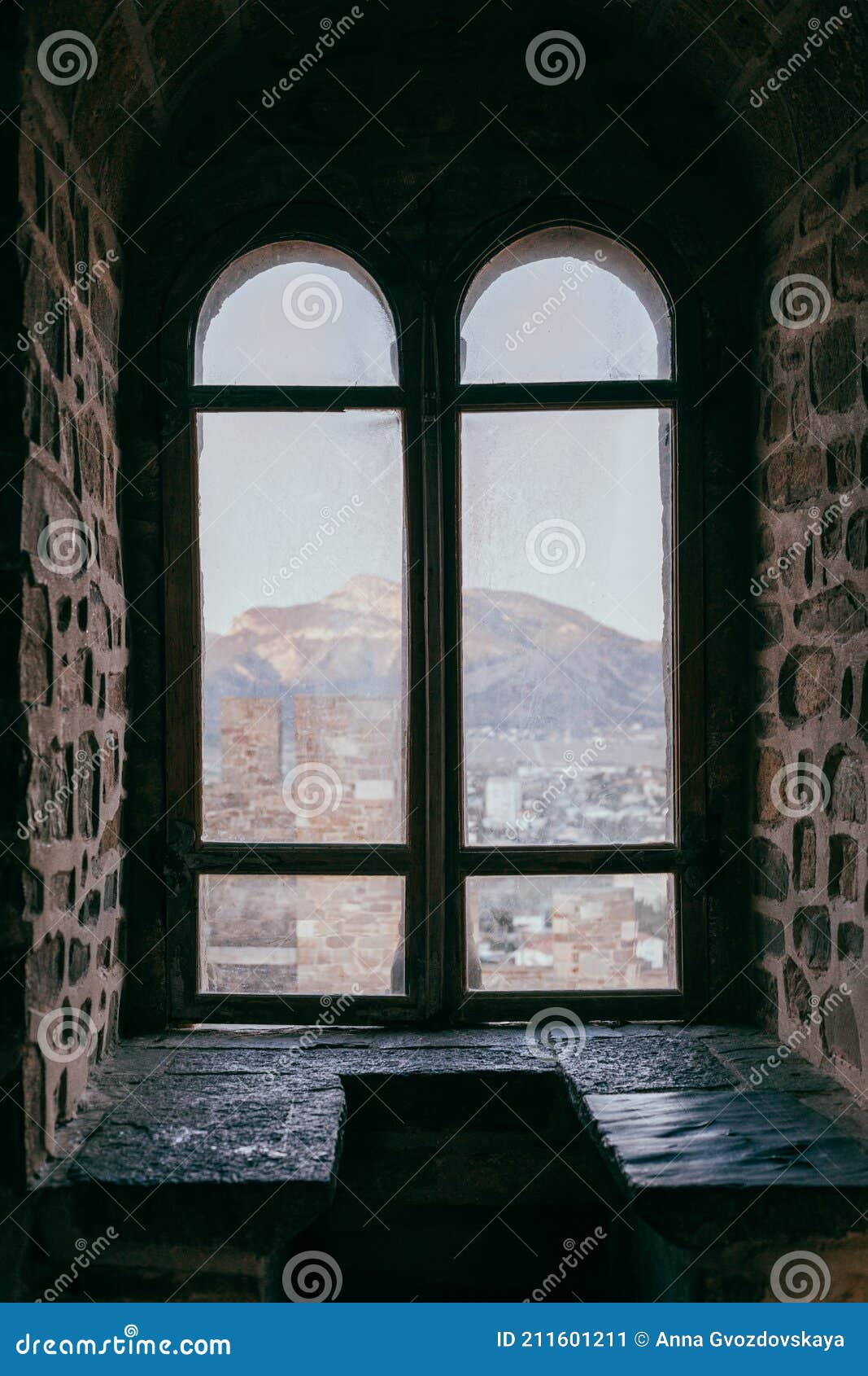 Old Castle Window Overlooking the Fortress, Middle Ages Stock Image ...