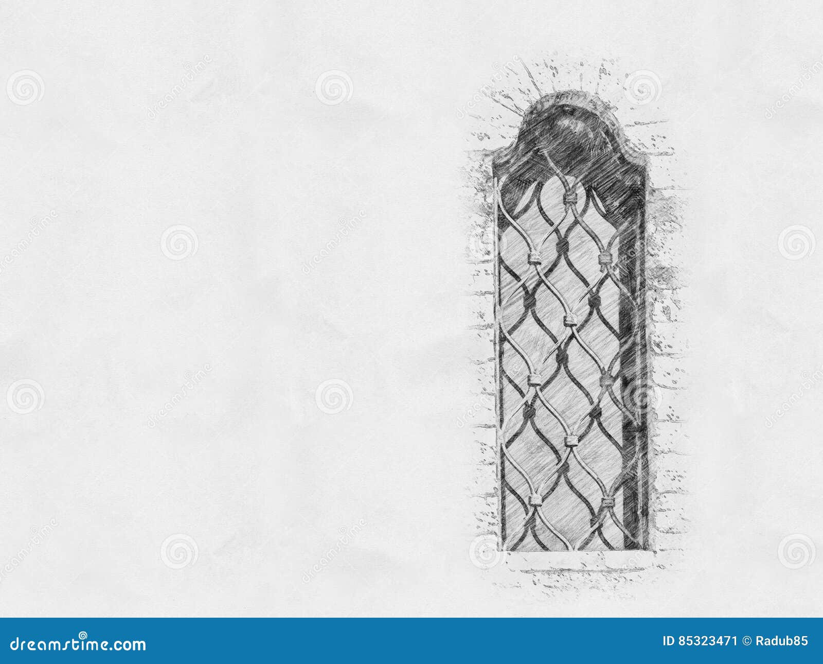 Old Castle Window Sketch stock illustration. Illustration of building ...