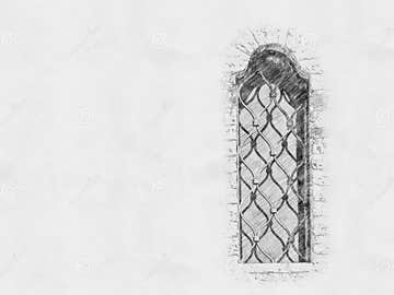 Old Castle Window Sketch stock illustration. Illustration of building ...