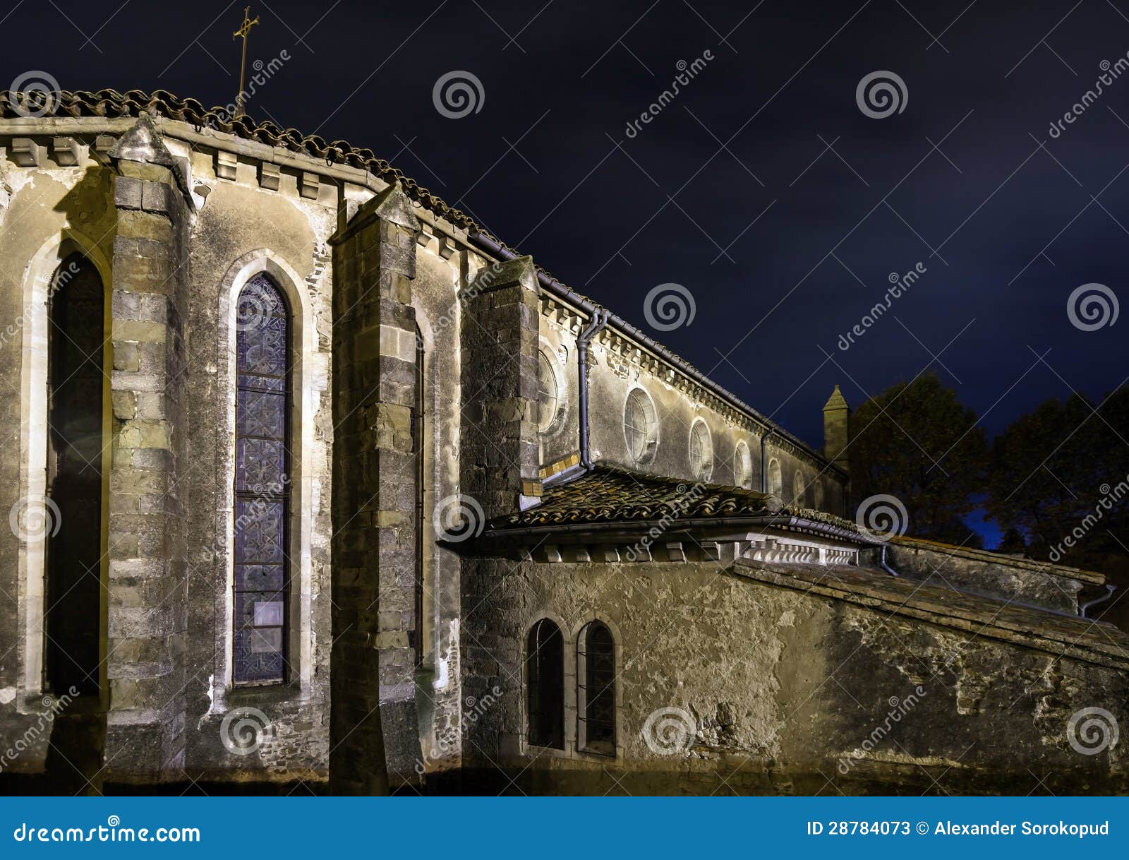 Old Catholic Church Night View Stock Image - Image of fort, medieval ...