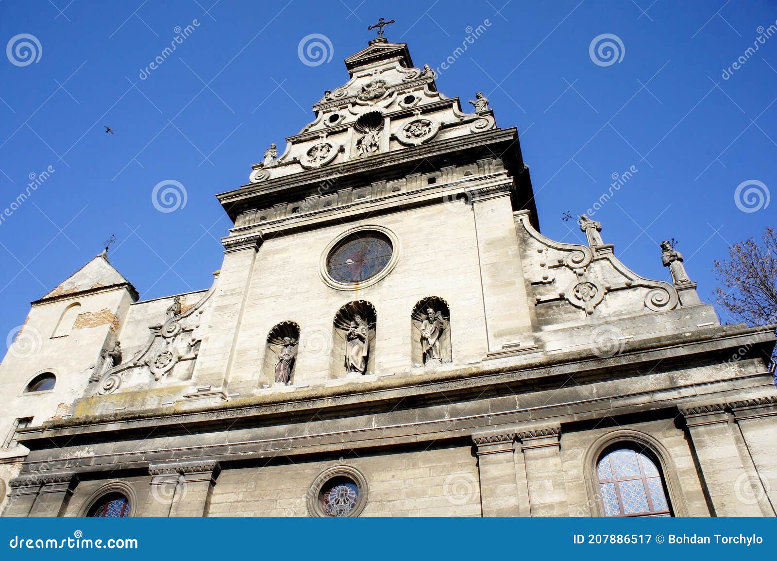 Old Catholic Church. the Upper Part of the Facade of the Catholic ...