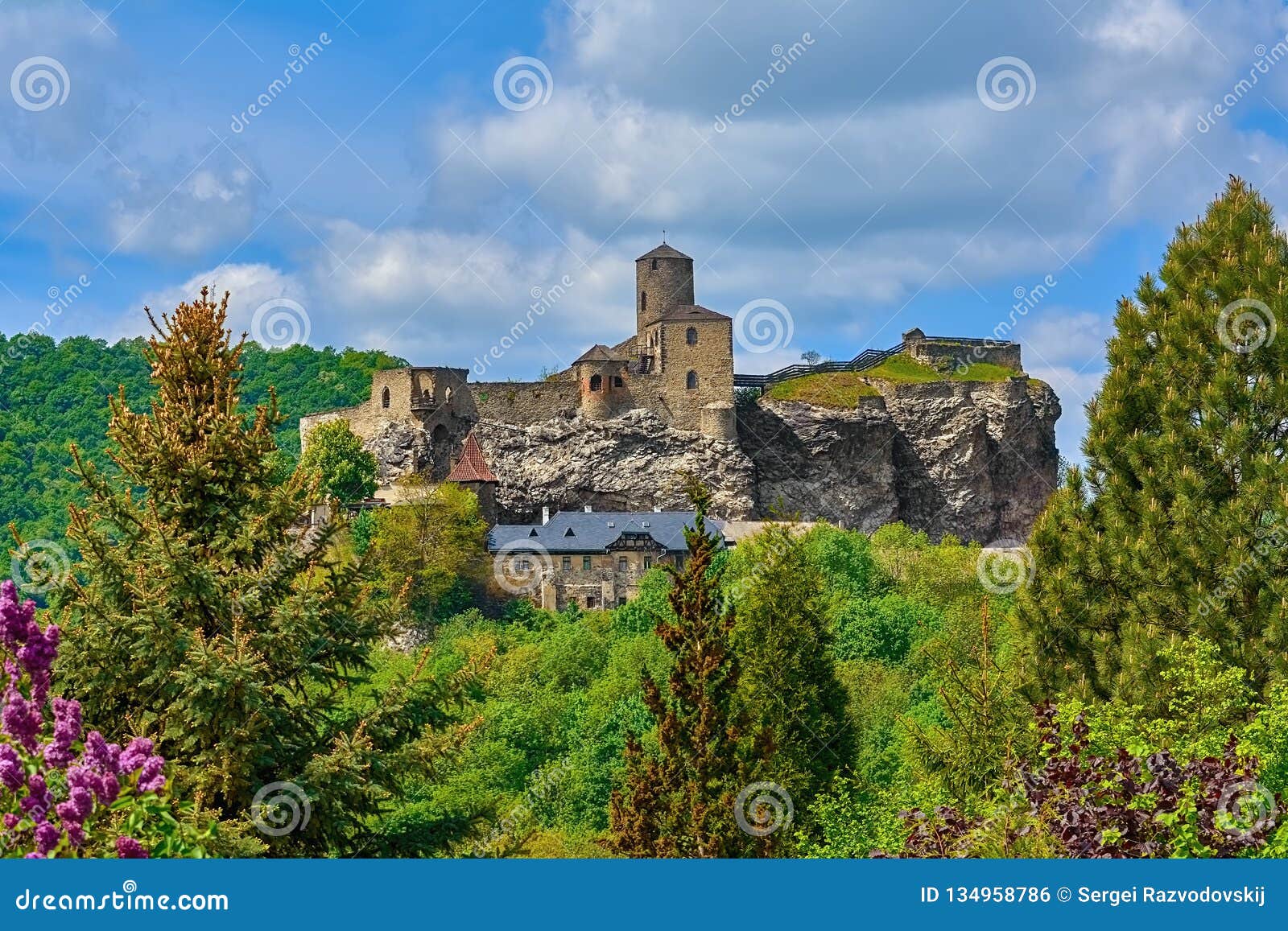 Old Catle Under the Blue Sky Stock Photo - Image of hill, cloud: 134958786
