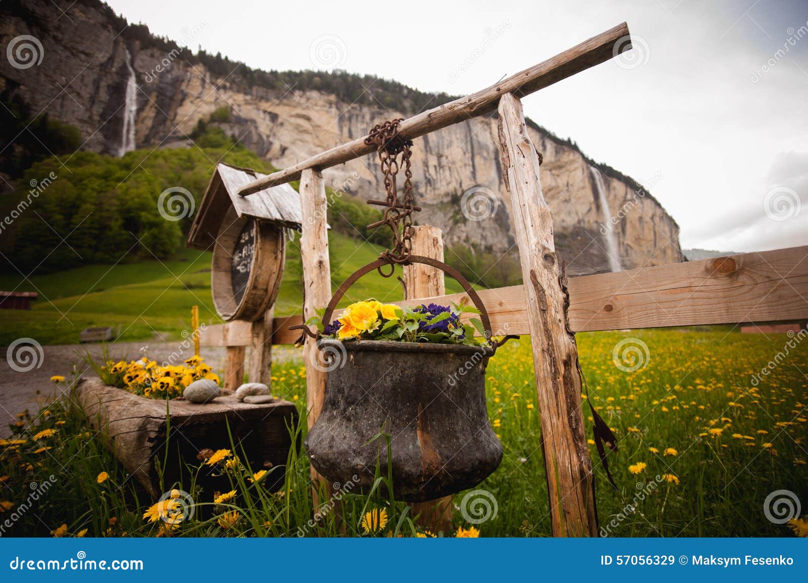 Old Cauldron Decorated with Flowers Stock Image - Image of bloom ...