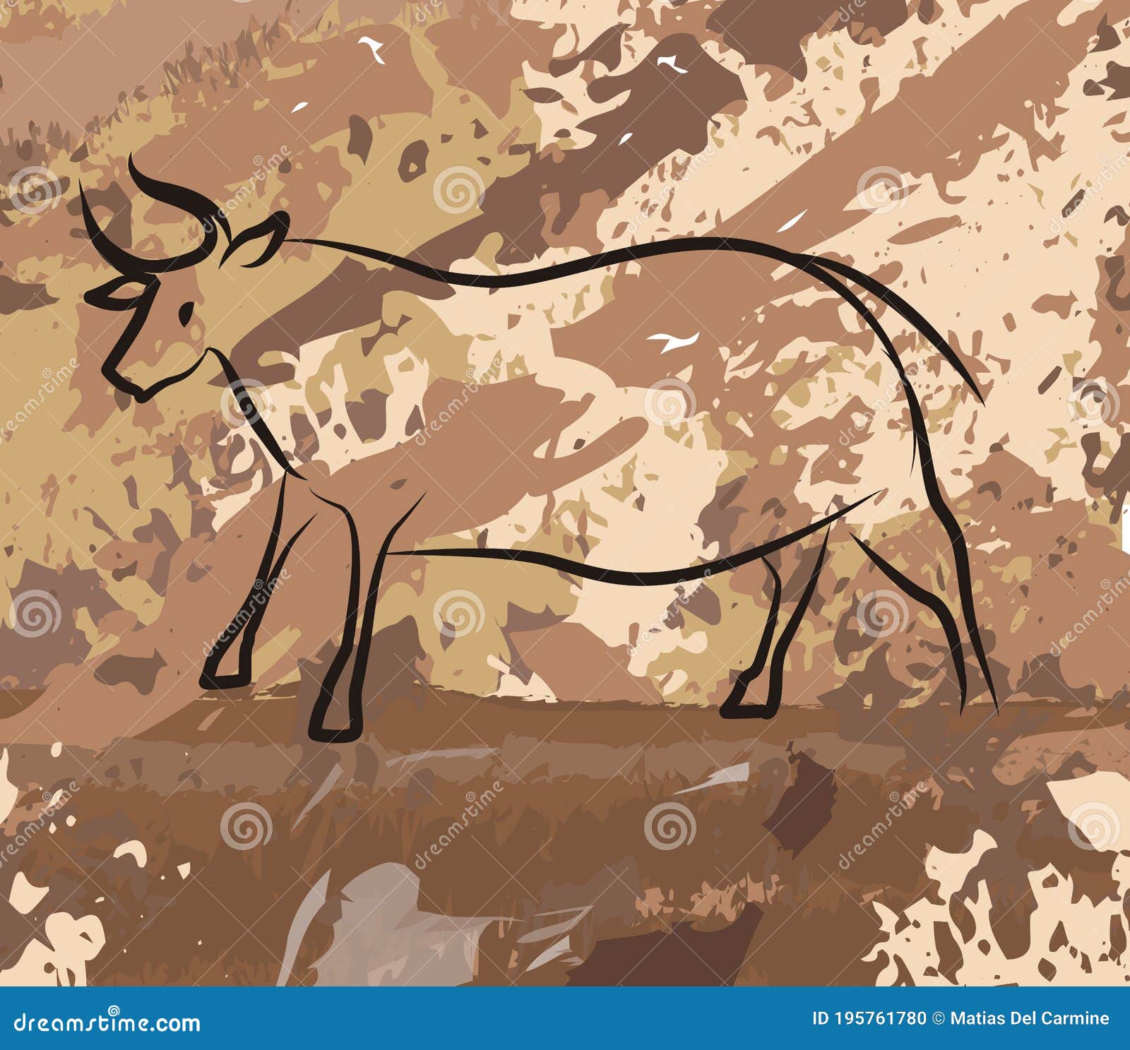 Bull Cave Paintings - Ancient Hand-painted Petroglyphs. Prehistoric ...