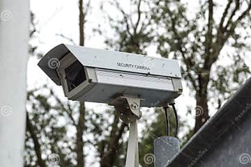 The Old CCTV Security Camera Operating Long Time Stock Photo - Image of ...