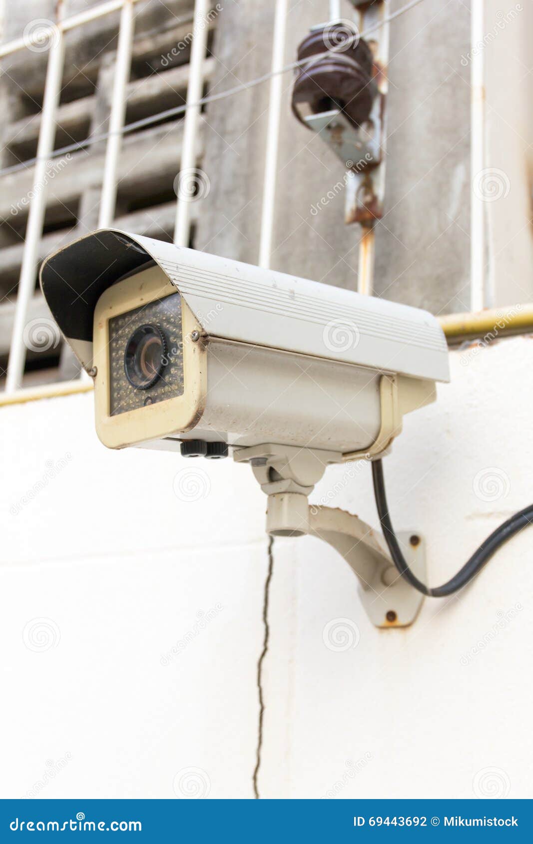 The Old CCTV Security Camera Operating Long Time Stock Photo - Image of ...