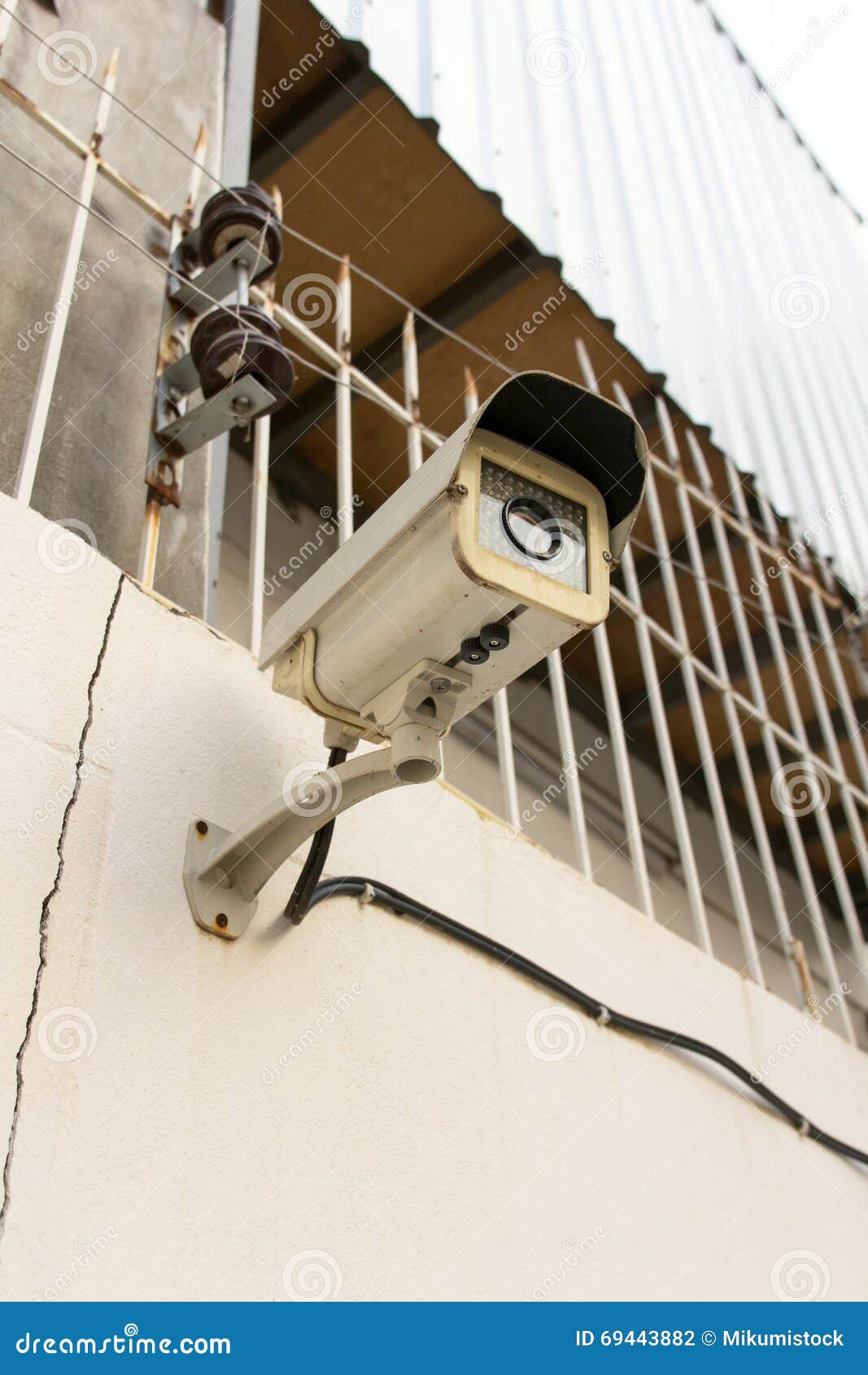 The Old CCTV Security Camera Operating Long Time Stock Photo - Image of ...