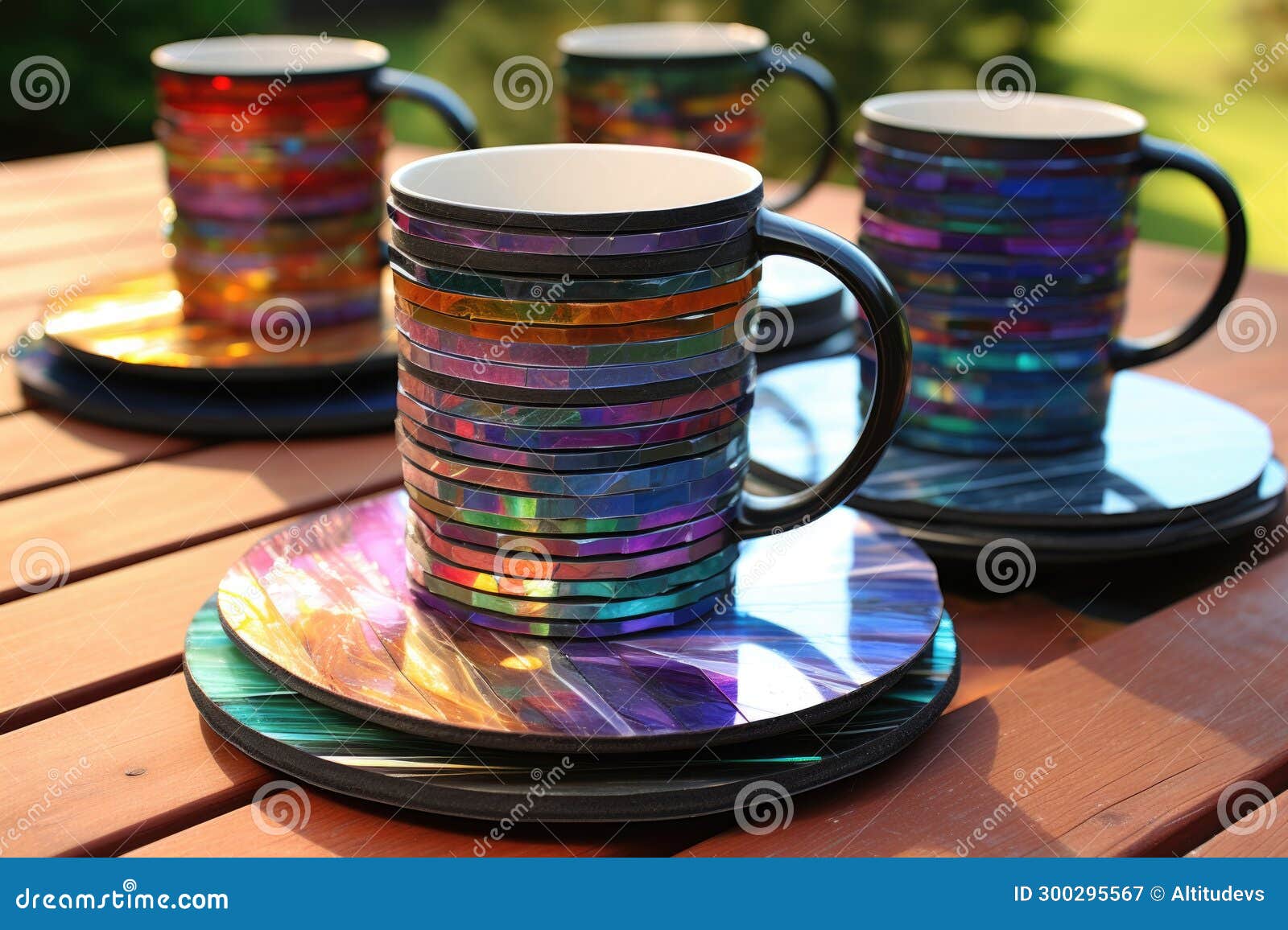 Old Cds Repurposed As Coasters for Coffee Mugs Stock Image - Image of ...