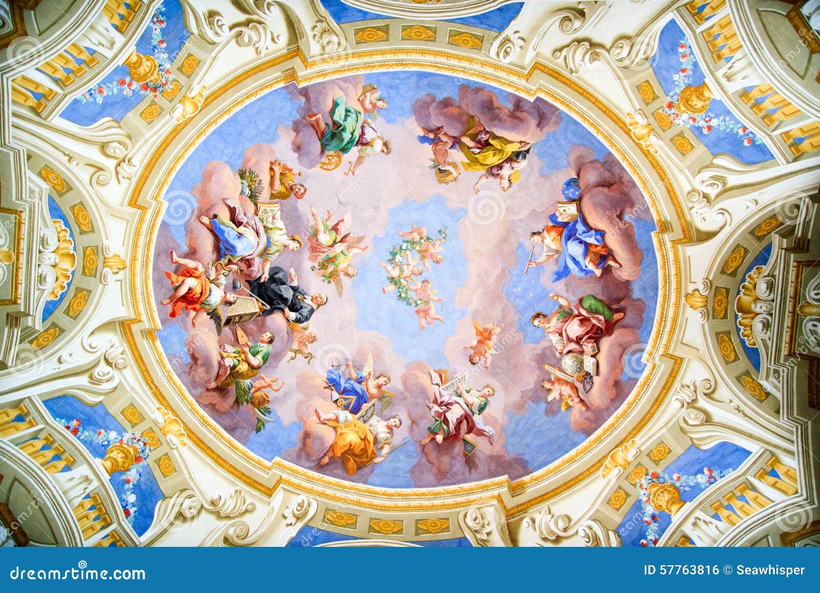 Old ceiling painting stock photo. Image of painting, history - 57763816