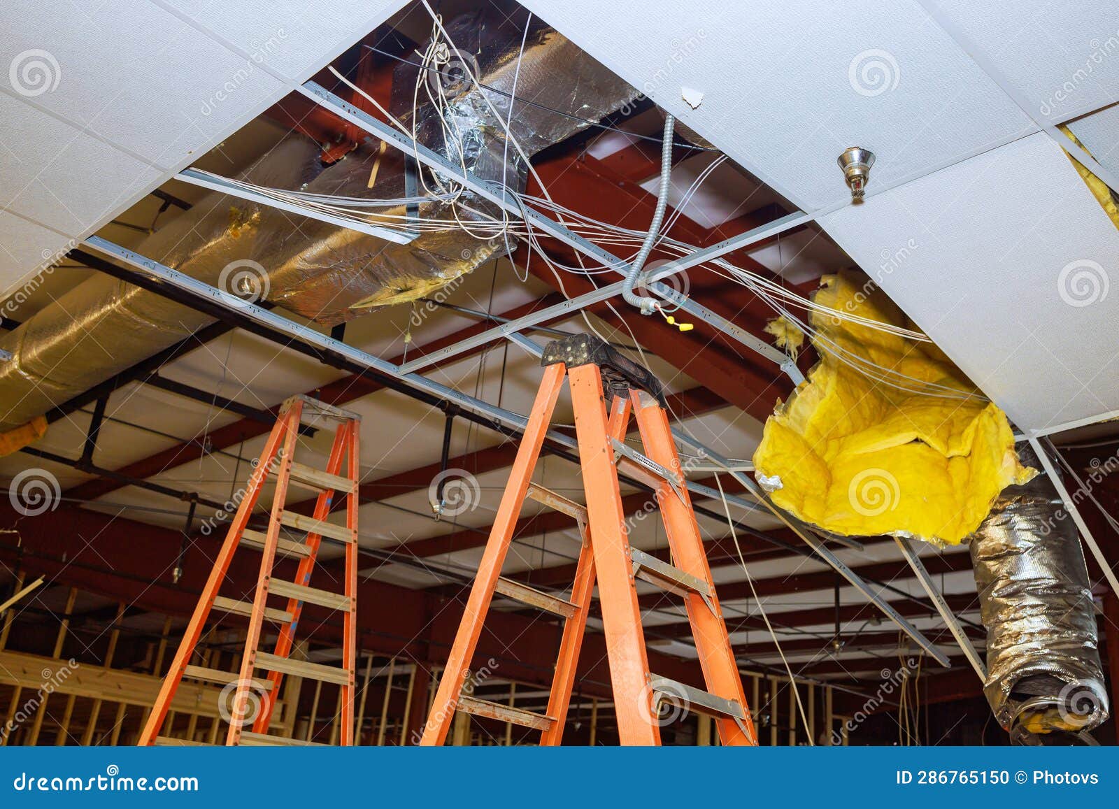Old Ceiling is Taken Down As Part of a Reconstruction Process for ...