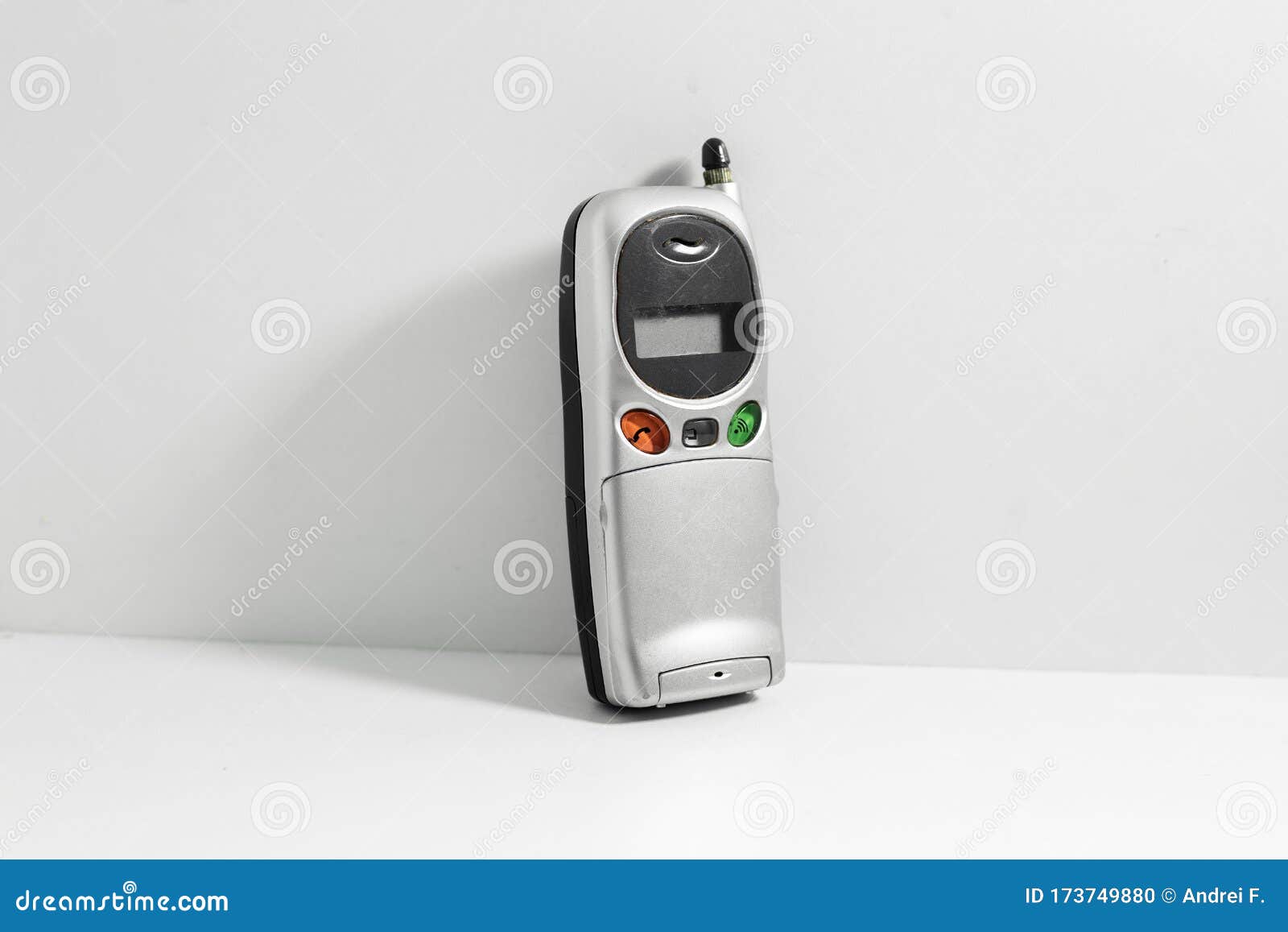 Old Cell Phone Isolated on White Background. Stock Photo - Image of ...