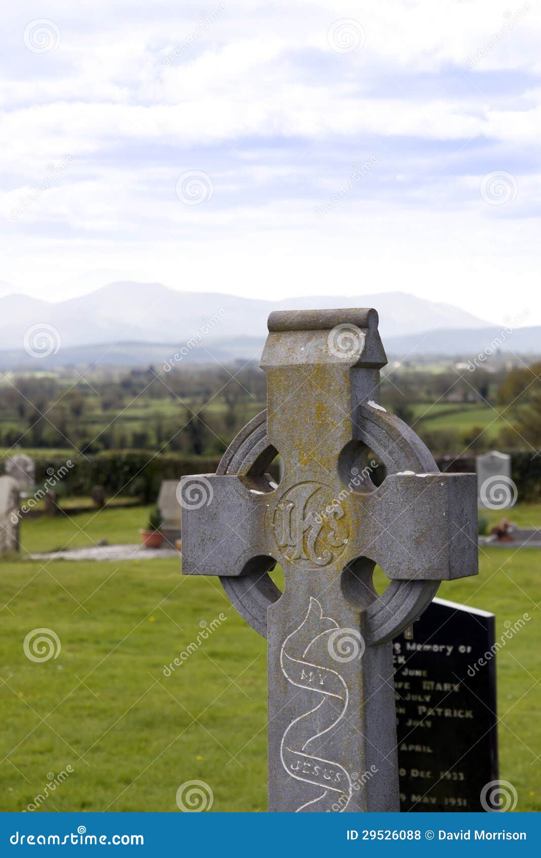 An Old Celtic Cross in the Countryside Stock Photo - Image of headstone ...