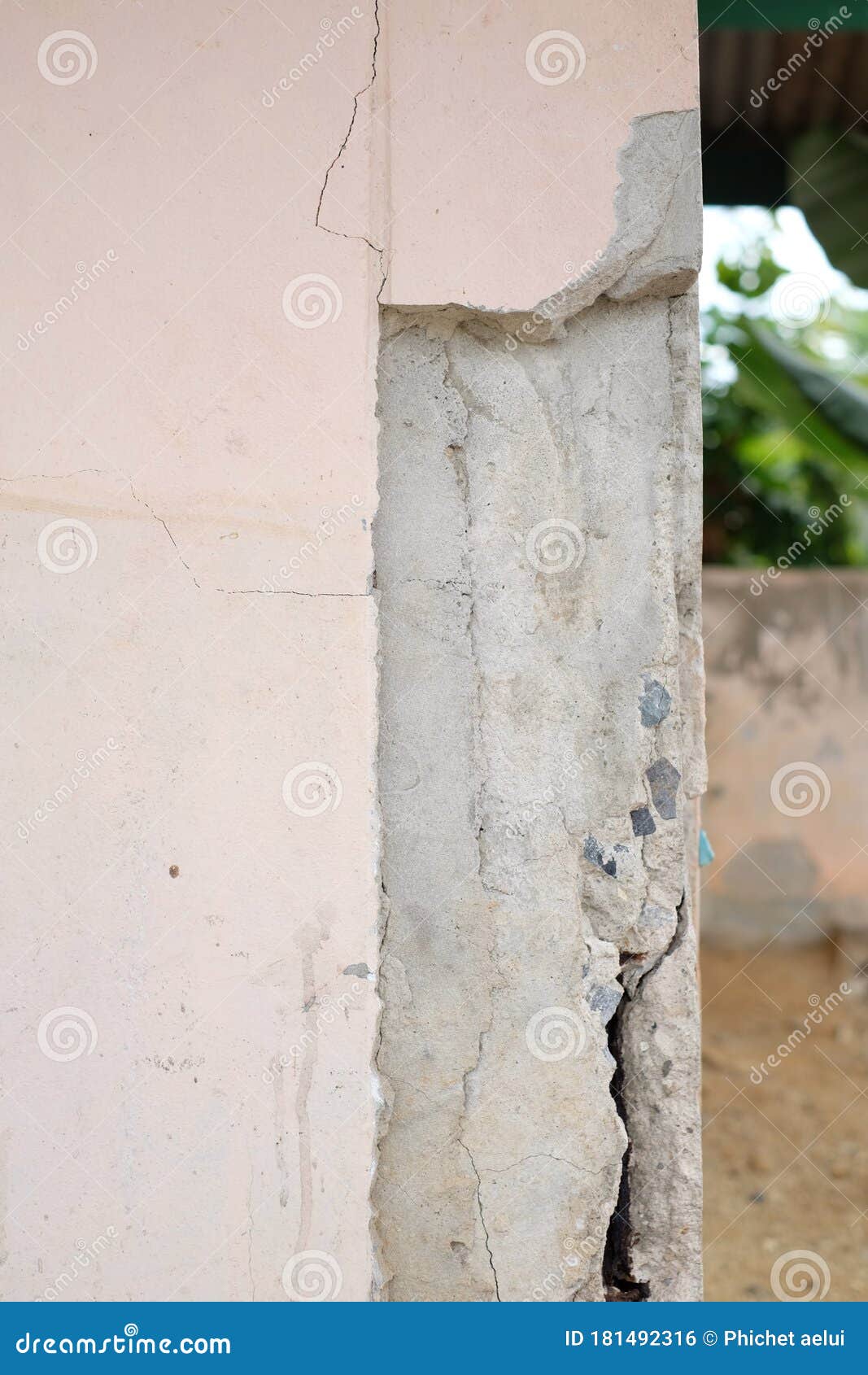 The Old Cement Wall Surface that is Broken and Falling Stock Photo ...