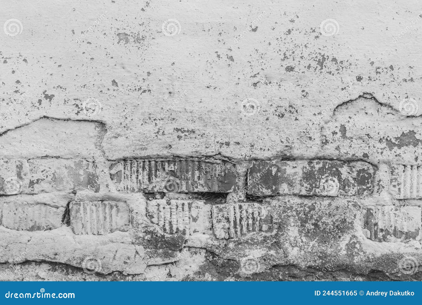 Old Cement White Wall and Ruined Texture Brick Worn Facade Damage ...