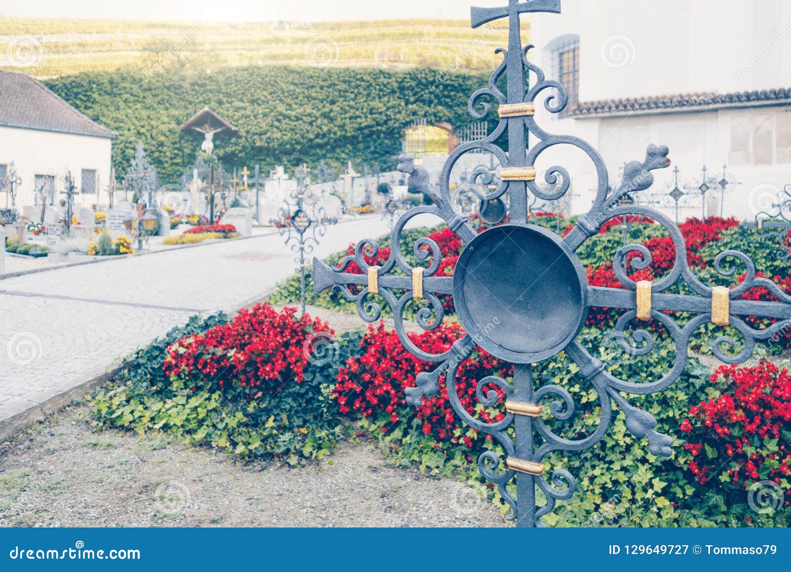 Medieval Ancient Cemetery and Iron Cross Stock Image - Image of memory ...
