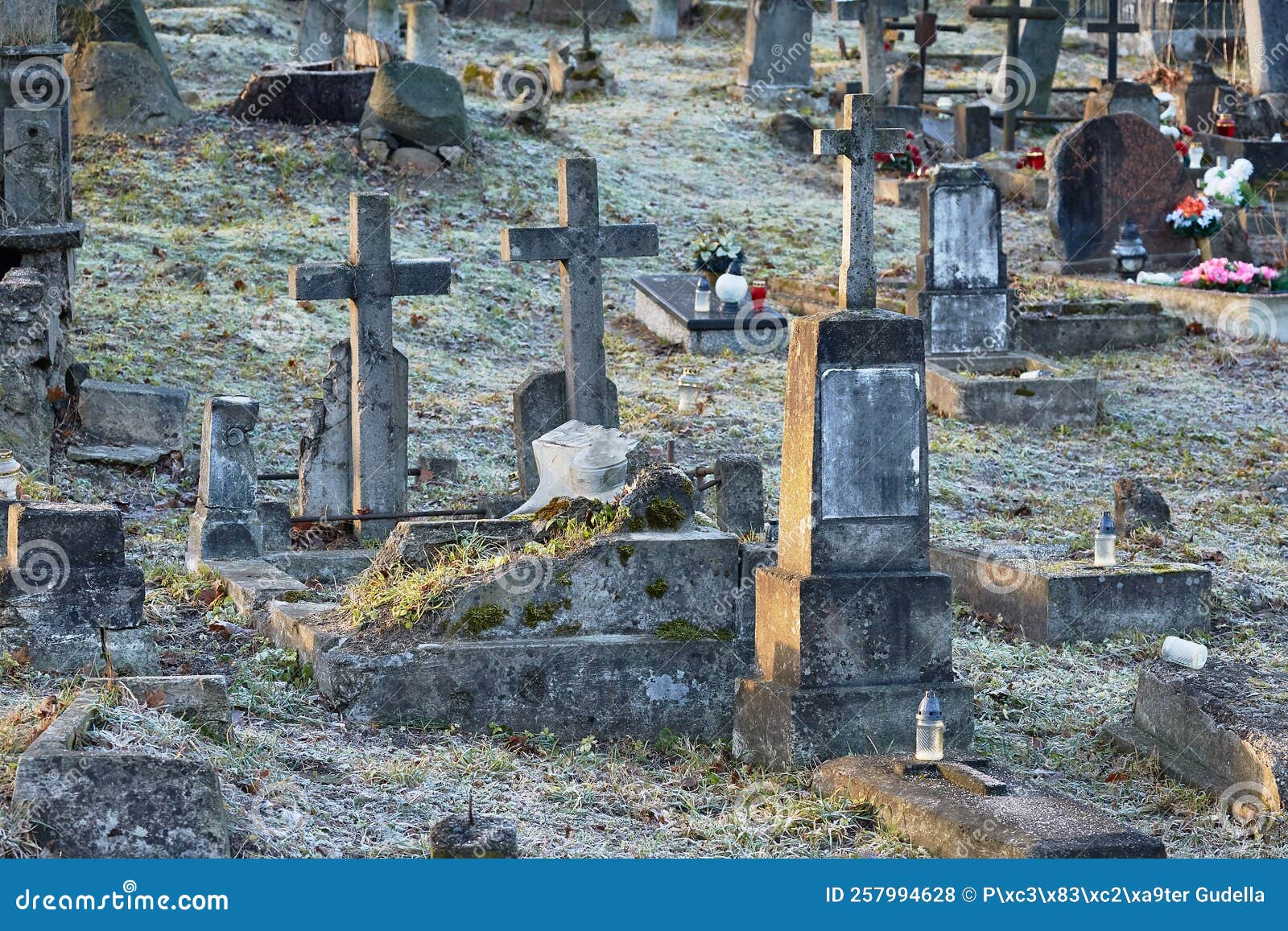 Graveyard with tombstones stock photo. Image of halloween - 257994628