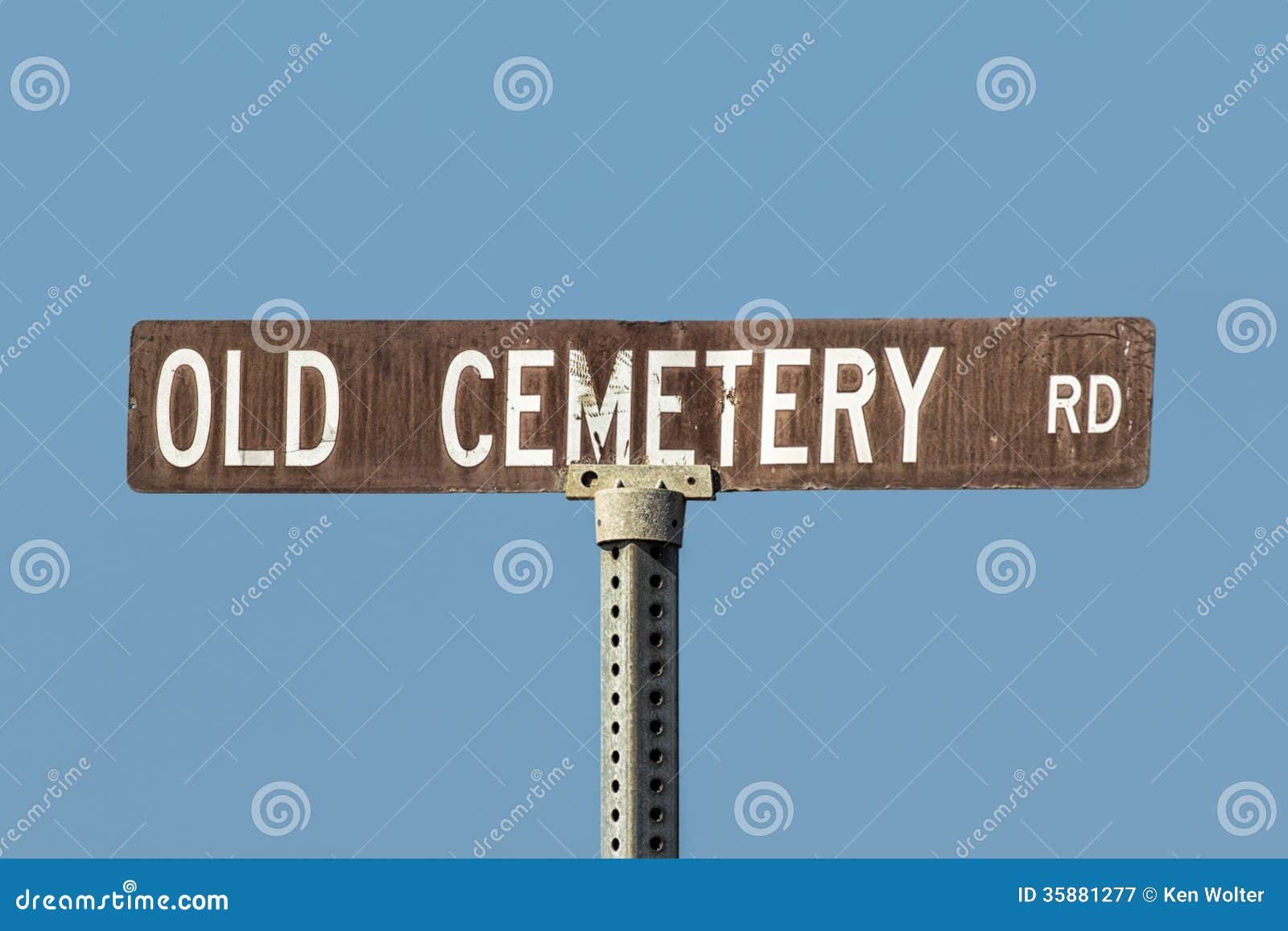 Old Cemetery Road Sign stock image. Image of avenue, alley - 35881277