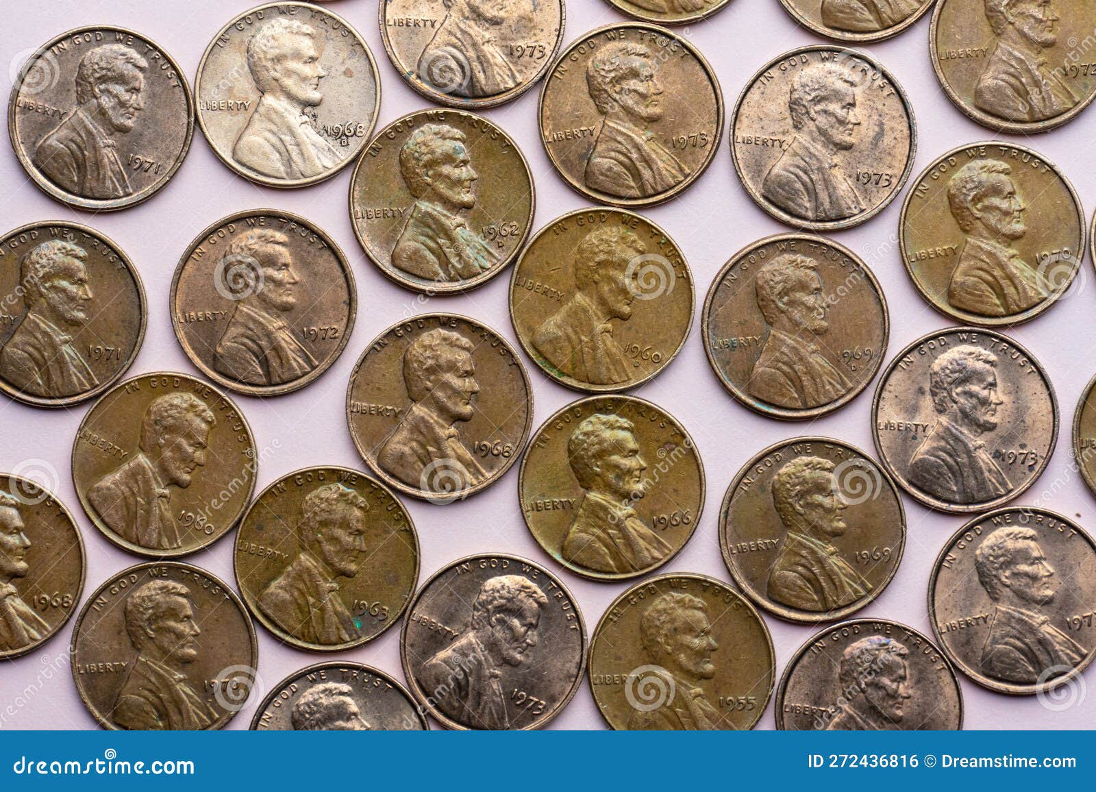 Old Cent Coins on Purple Background.. Stock Photo - Image of isolated ...