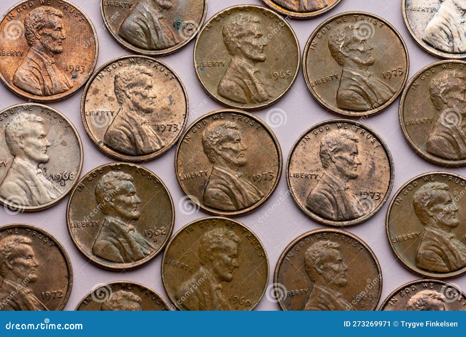 Old Cent Coins on Purple Background.. Stock Image - Image of banking ...