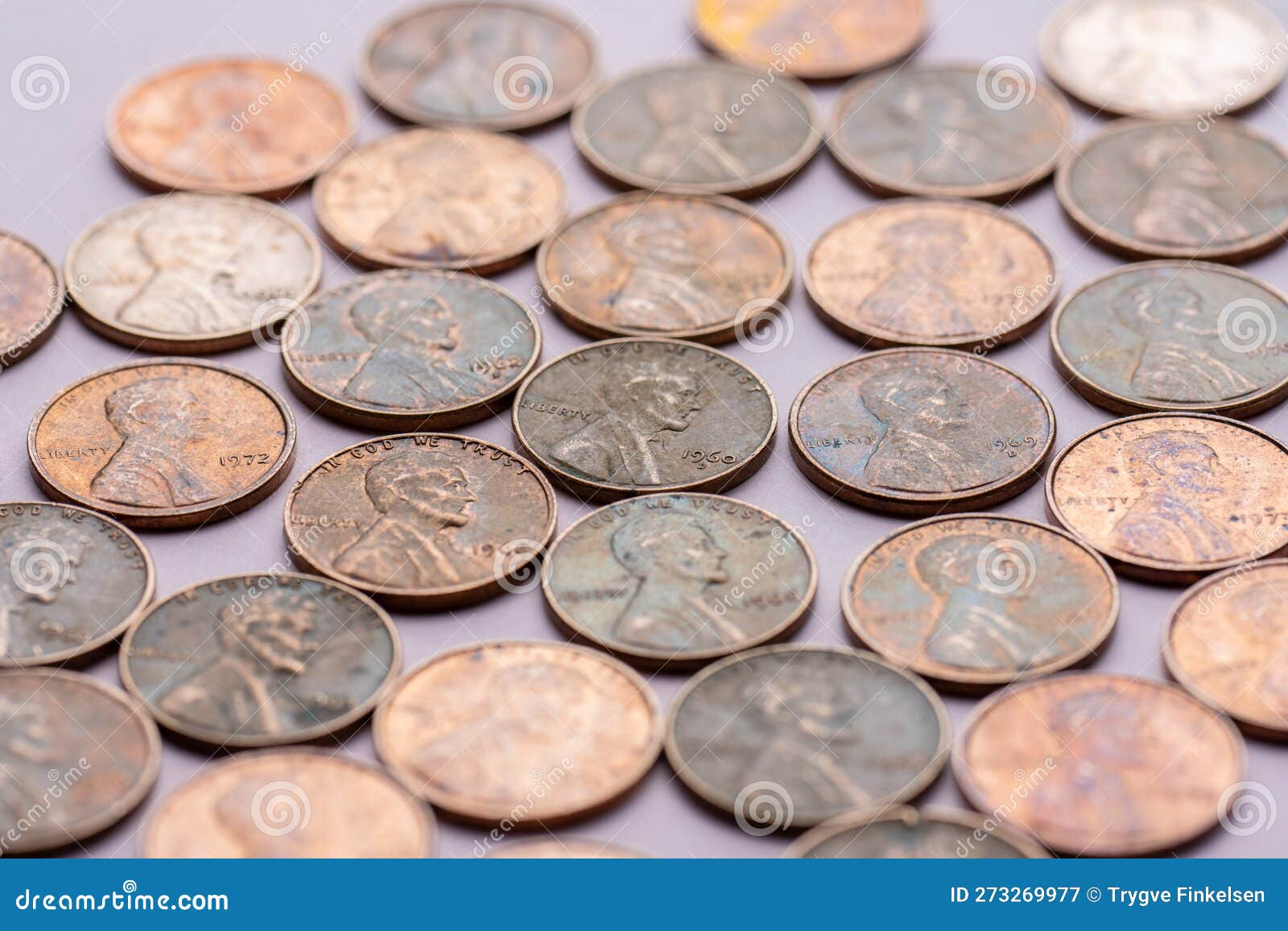 Old Cent Coins on Purple Background.. Stock Image - Image of financial ...