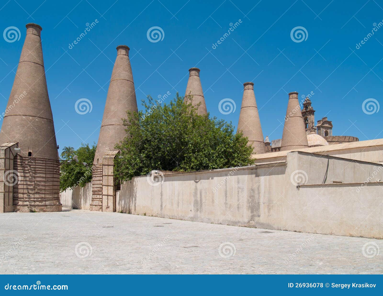 Old Ceramic Chimneys, Seville, Spain Stock Photo - Image of buildings ...