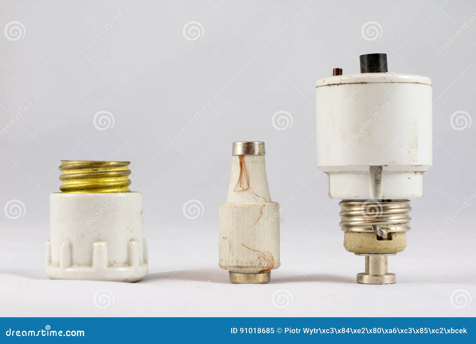 Old Ceramic Electric Fuses on White Isolated Background Stock Image ...