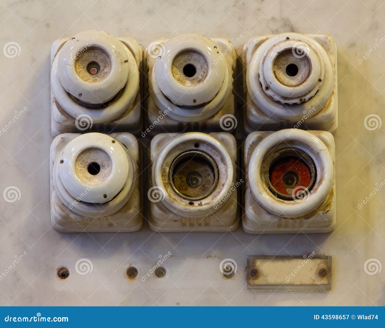 The Old Ceramic Fuses on a Wall Stock Image - Image of cable, circuit ...
