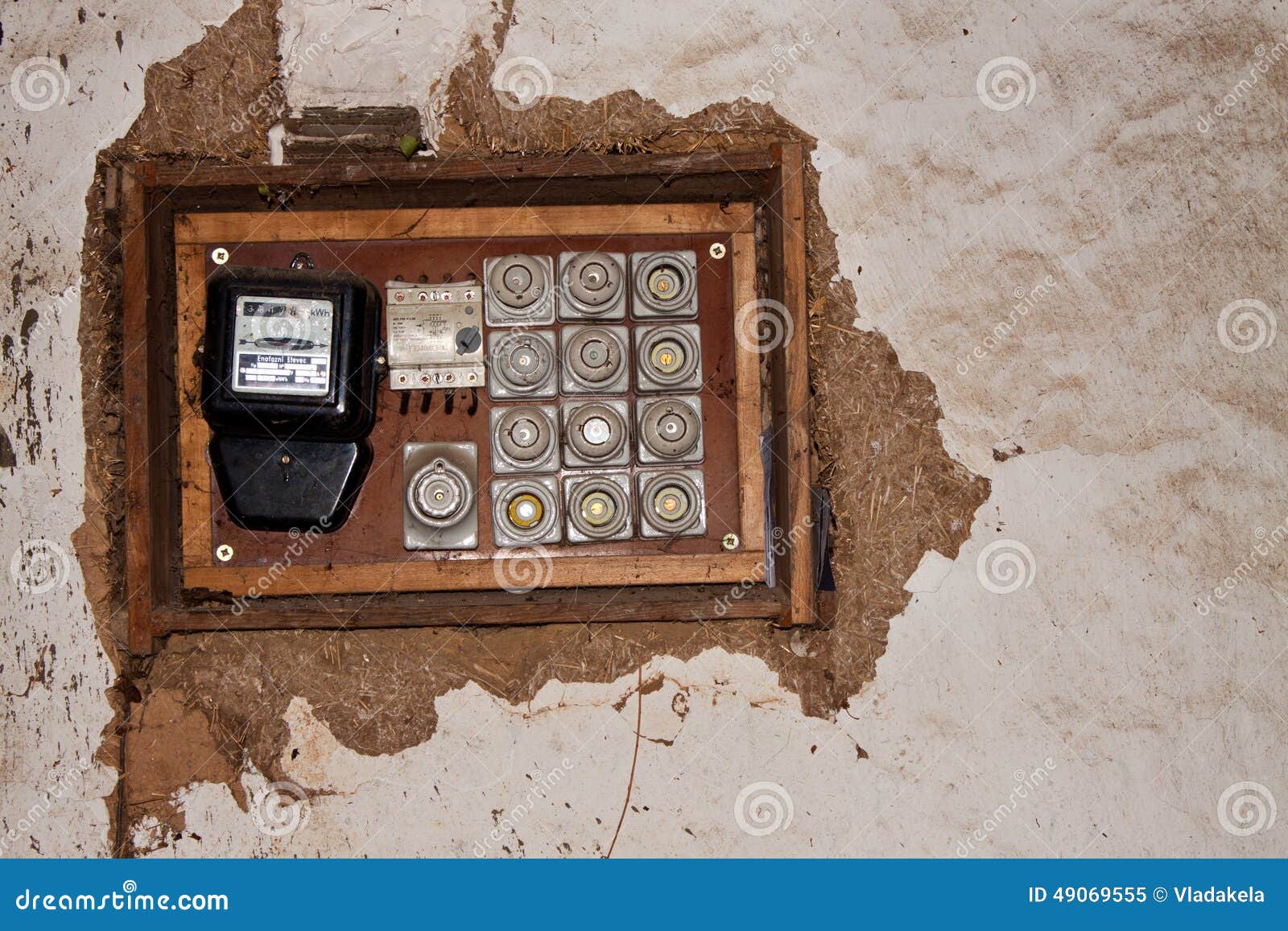 The Old Ceramic Fuses on the Wall Stock Image - Image of factory ...